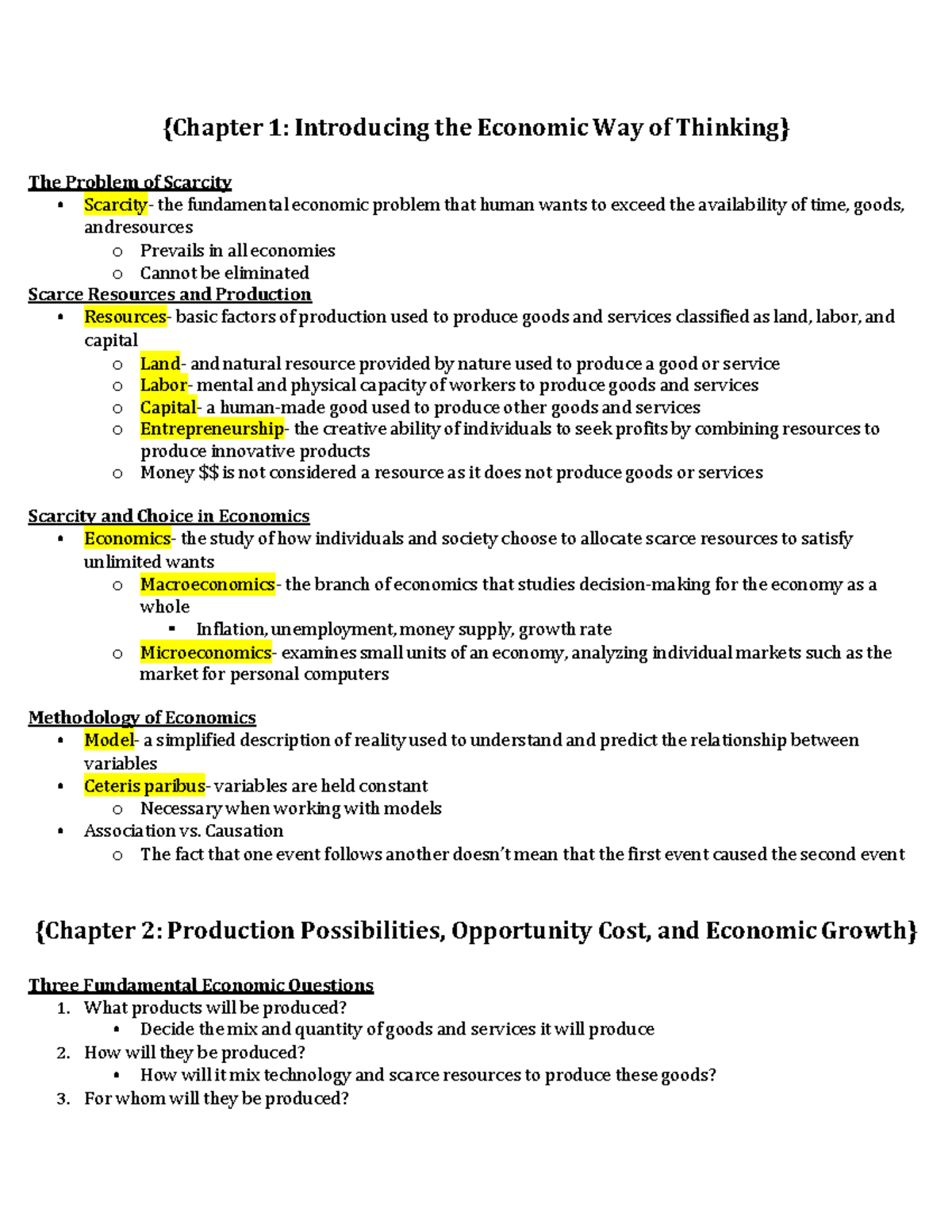 Chapter 1 Introducing the Economic Way of Thinking - {Chapter 1 ...