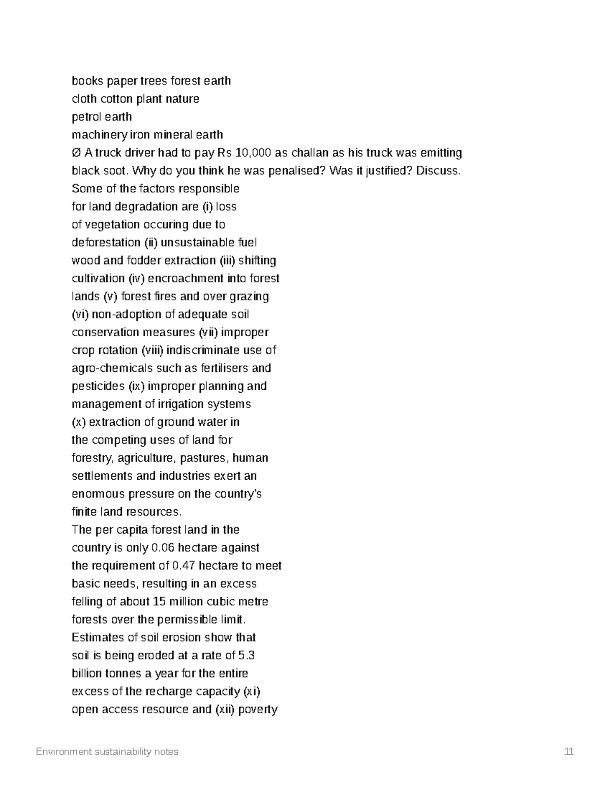 Environment sustainability notes 11-12 - Environment sustainability ...