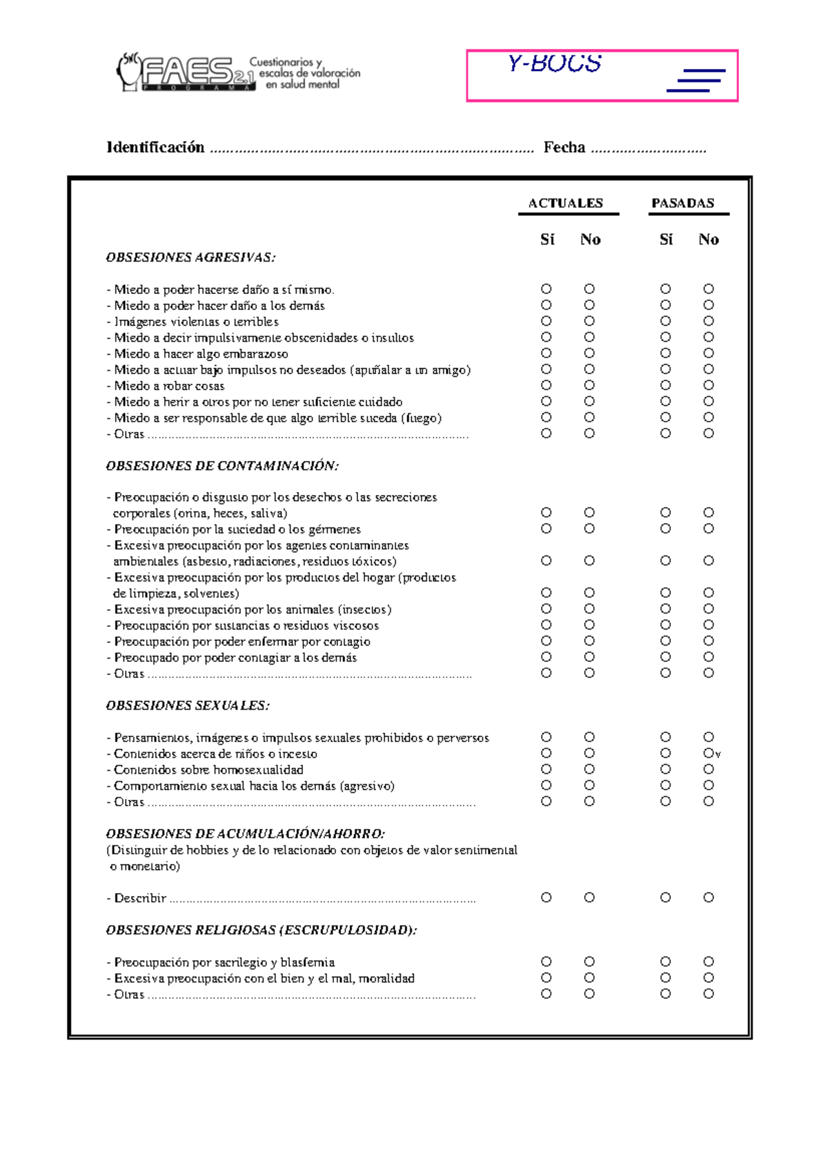 Y-BOCS - Yale-Brown Obsessive Compulsive Scale - Instrumento 1 ...