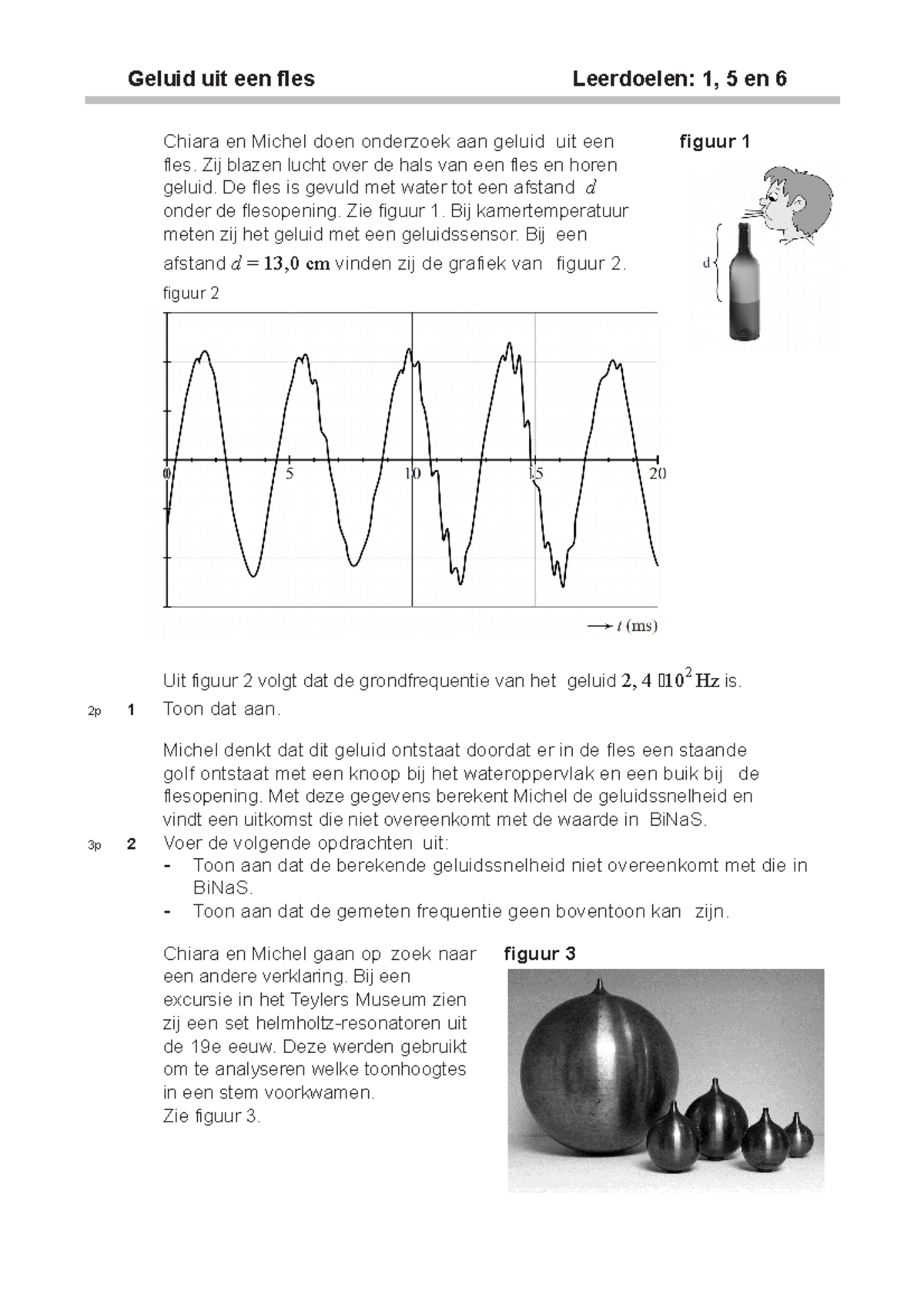 Geluid uit een fles - oefenopdracht natuurkunde - Geluid uit een fles ...