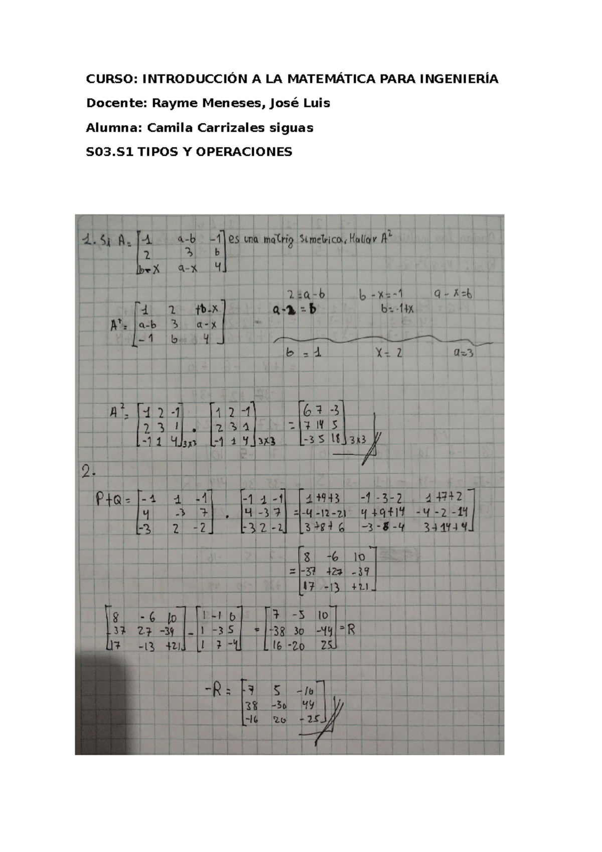 Semana 3 Matrices - UWU - Matematica para Ingenieros 1 - CURSO: INTRODUCCIÓN A LA MATEMÁTICA ...