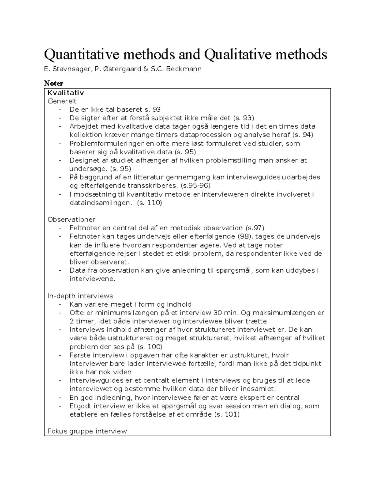 Qualitative Questionnaire