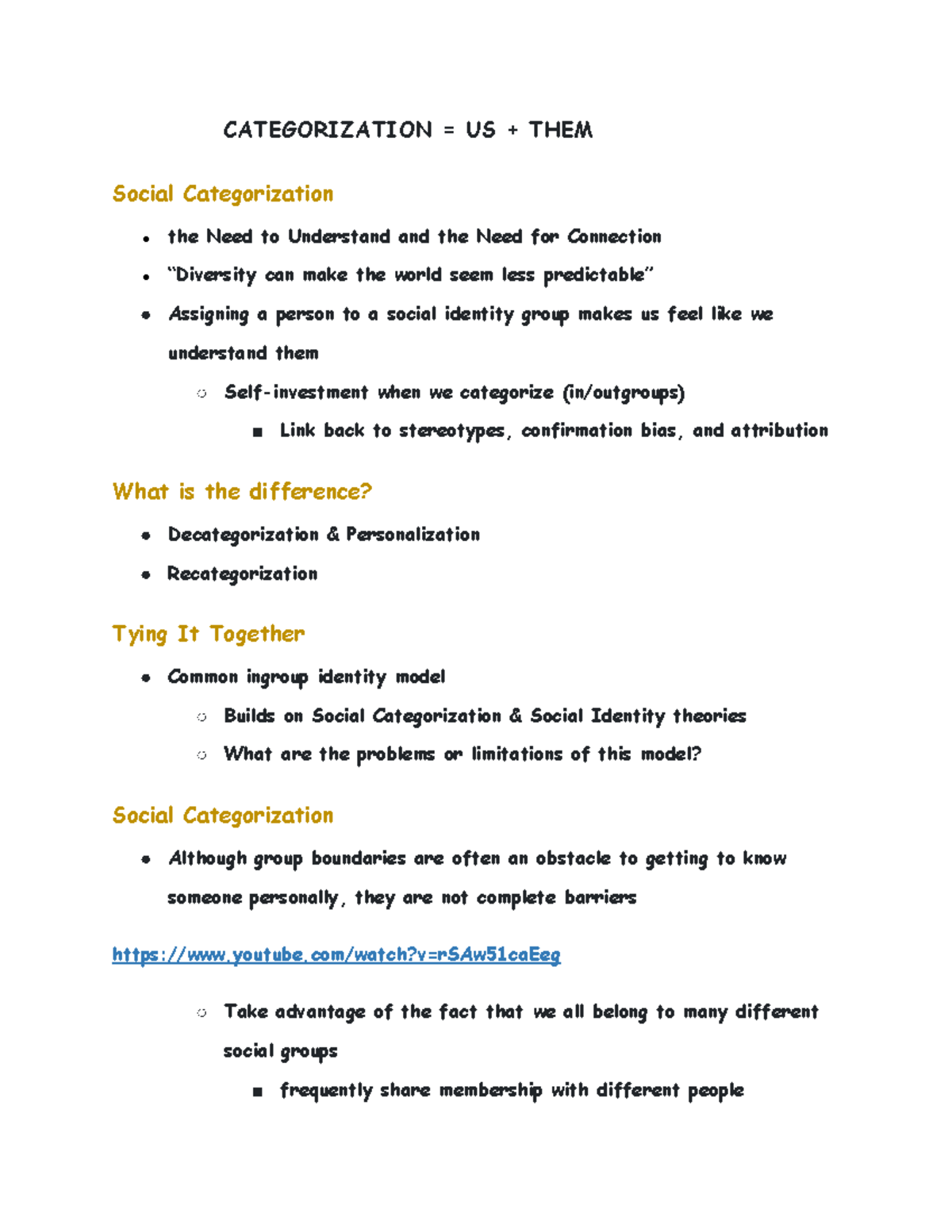 Categorization = US + THEM - CATEGORIZATION = US + THEM Social ...