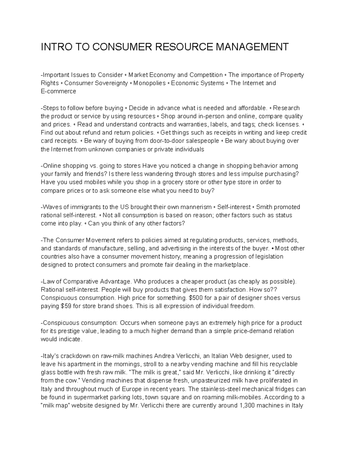 Intro TO Consumer Resource Management 3 - INTRO TO CONSUMER RESOURCE ...