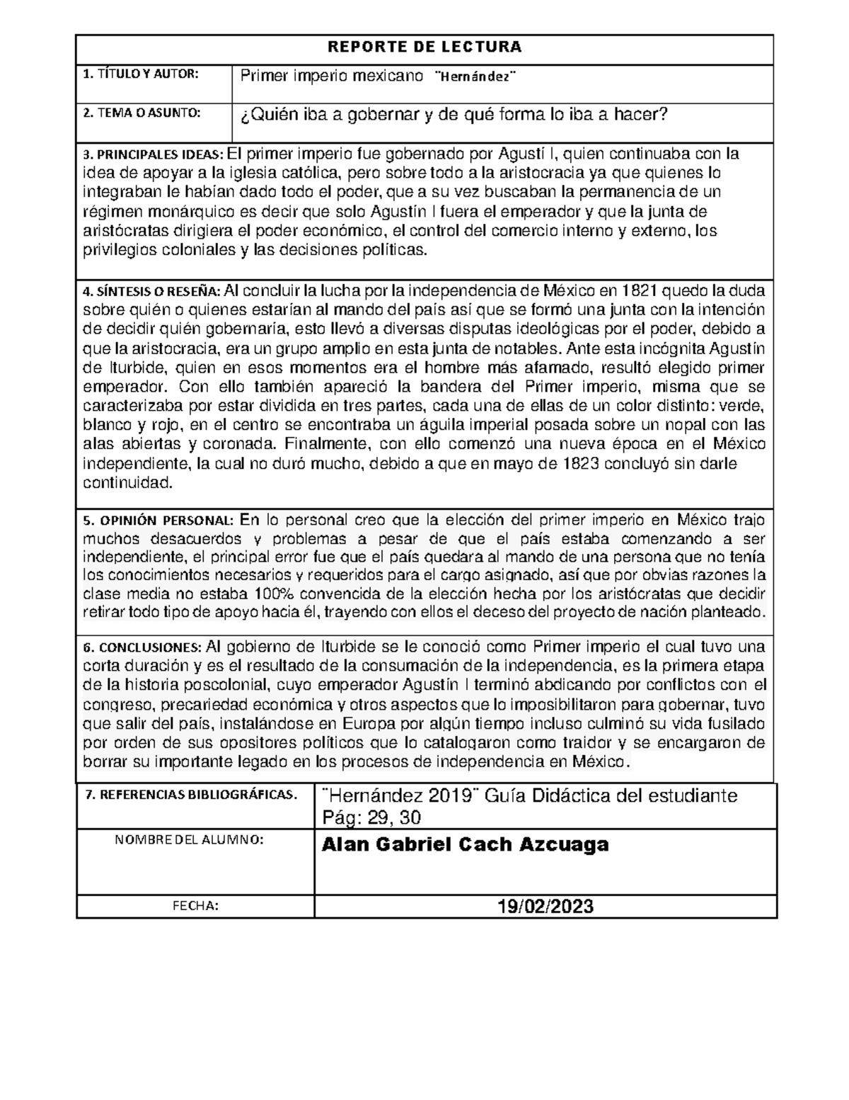 Reporte DE Lectura - 7. REFERENCIAS BIBLIOGRÁFICAS. ̈Hernández 2019 ̈ ...