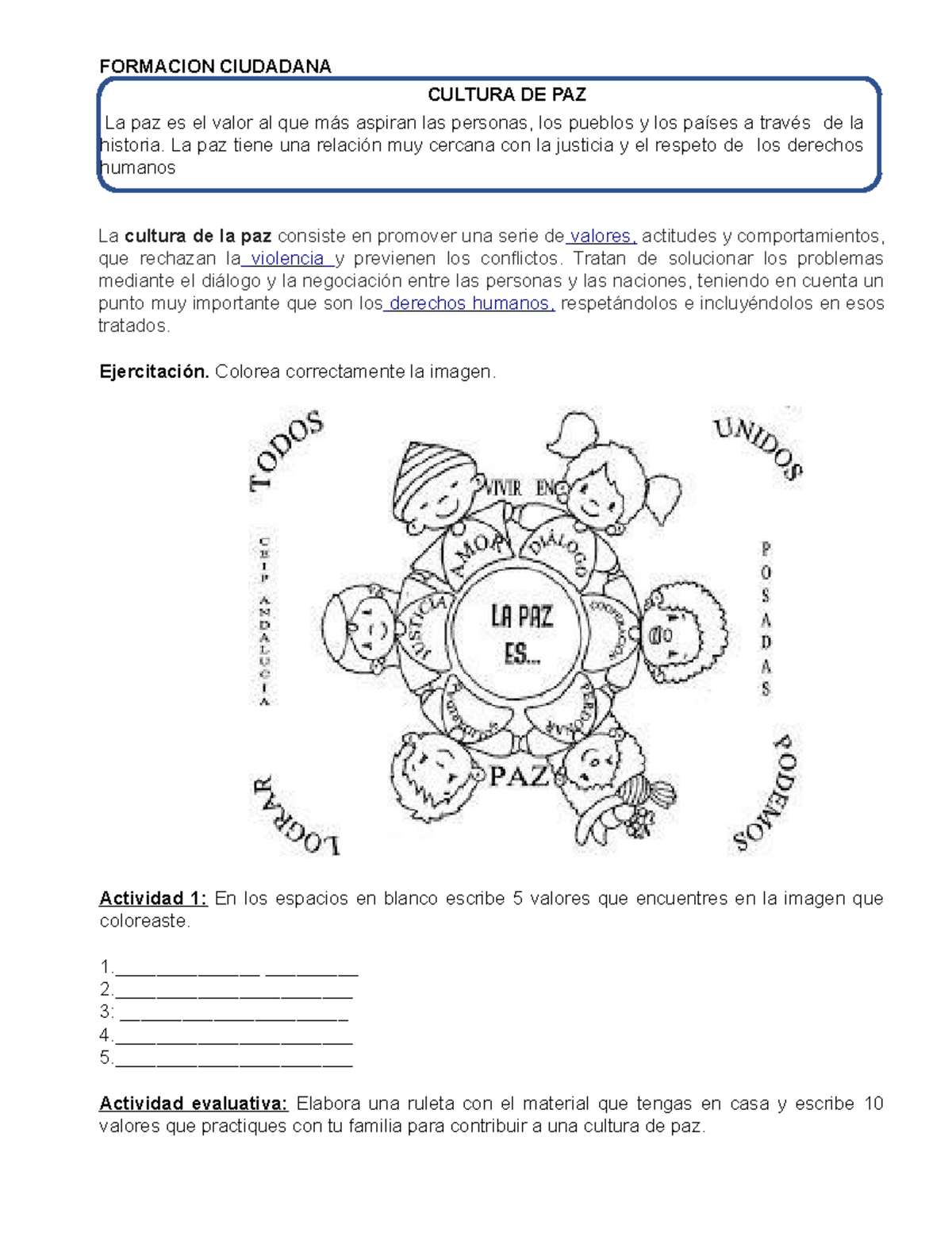 3 Areas DE Aprendizaje - ####### FORMACION CIUDADANA ####### CULTURA DE ...