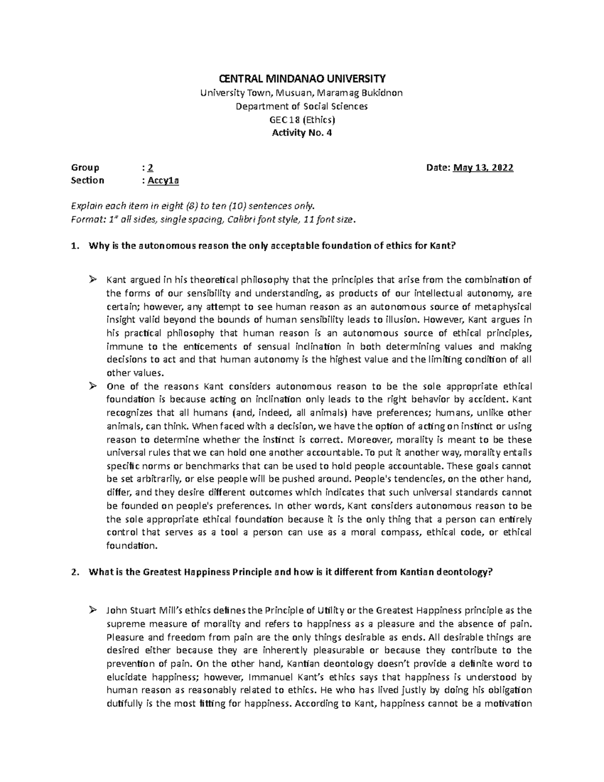 Activity 4 - Group 2 - CENTRAL MINDANAO UNIVERSITY University Town ...