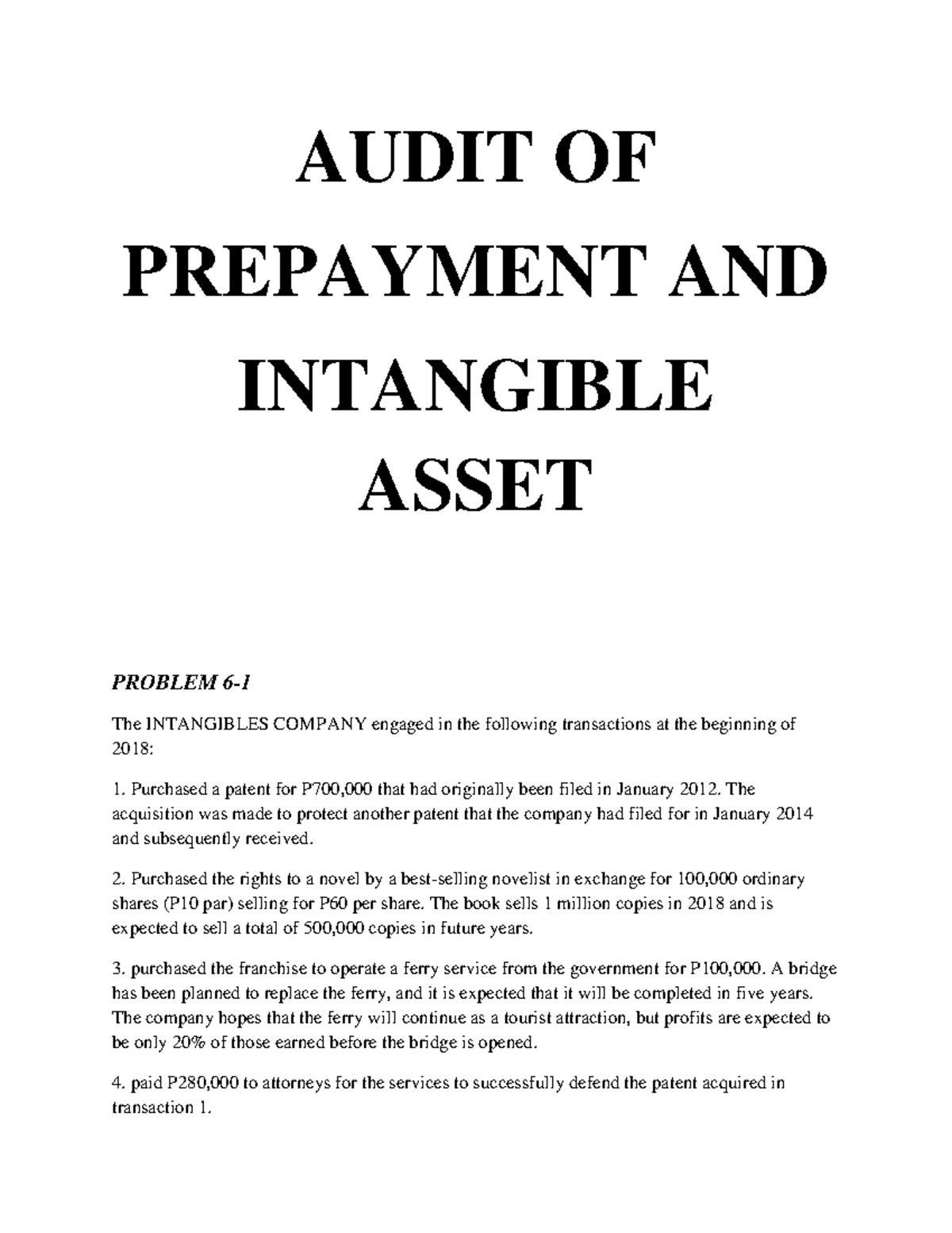 423449563 Audit of Prepayment and Intangible Asset - AUDIT OF ...