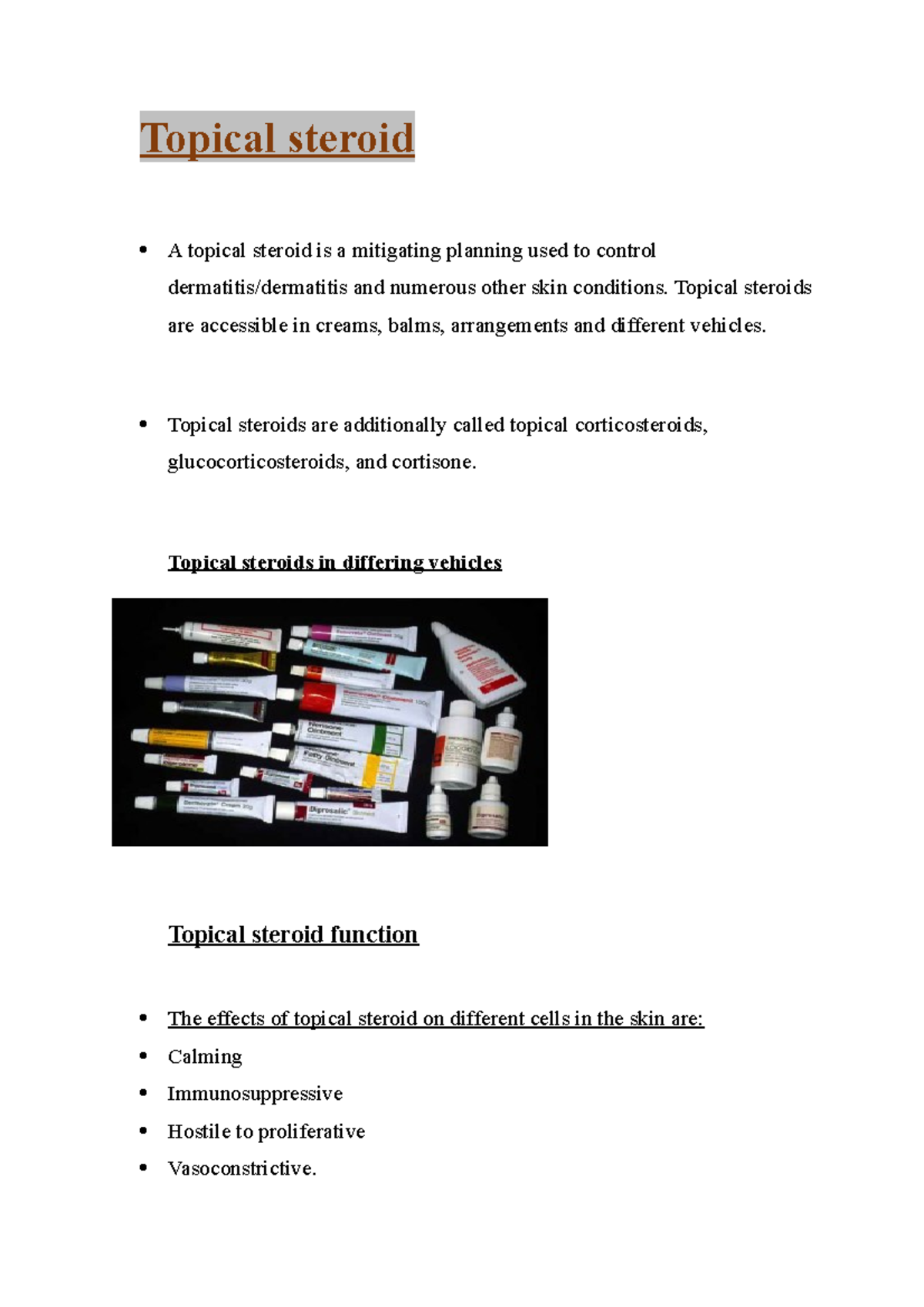 Topical steroid - Useful lecture notes - Topical steroid A topical ...