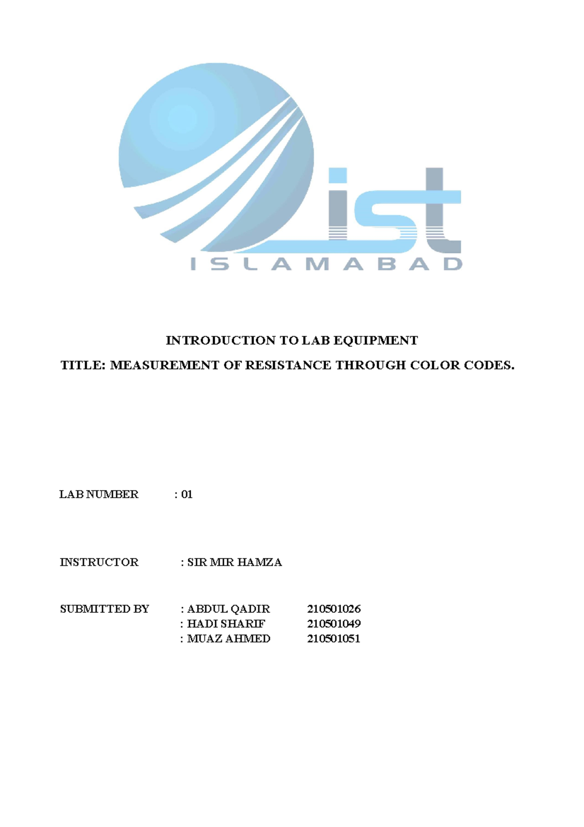 Lab 1 - detailed lab notes - INTRODUCTION TO LAB EQUIPMENT TITLE ...
