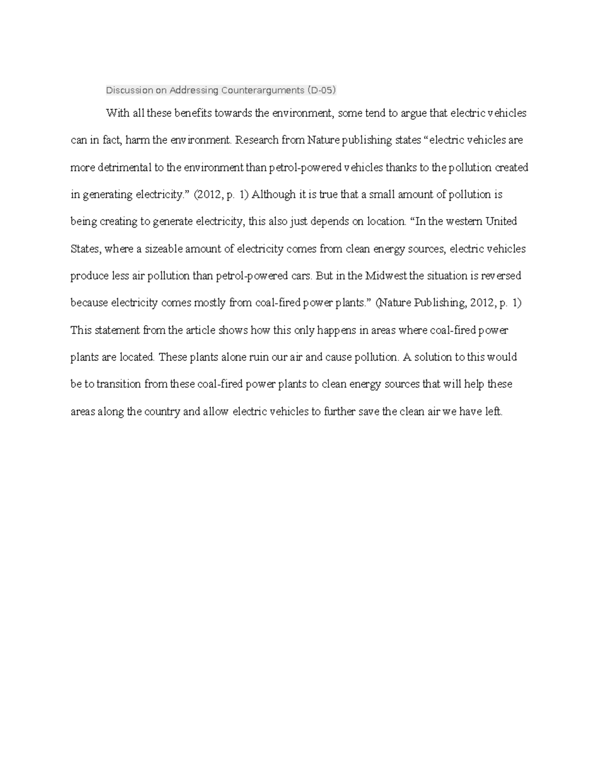 Discussion on Addressing Counterarguments (D-05) - Research from Nature ...