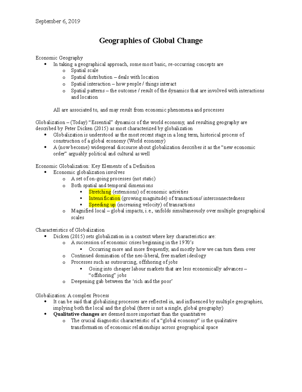 Lecture 1 - Geographies of Global Change - Geographies of Global Change ...