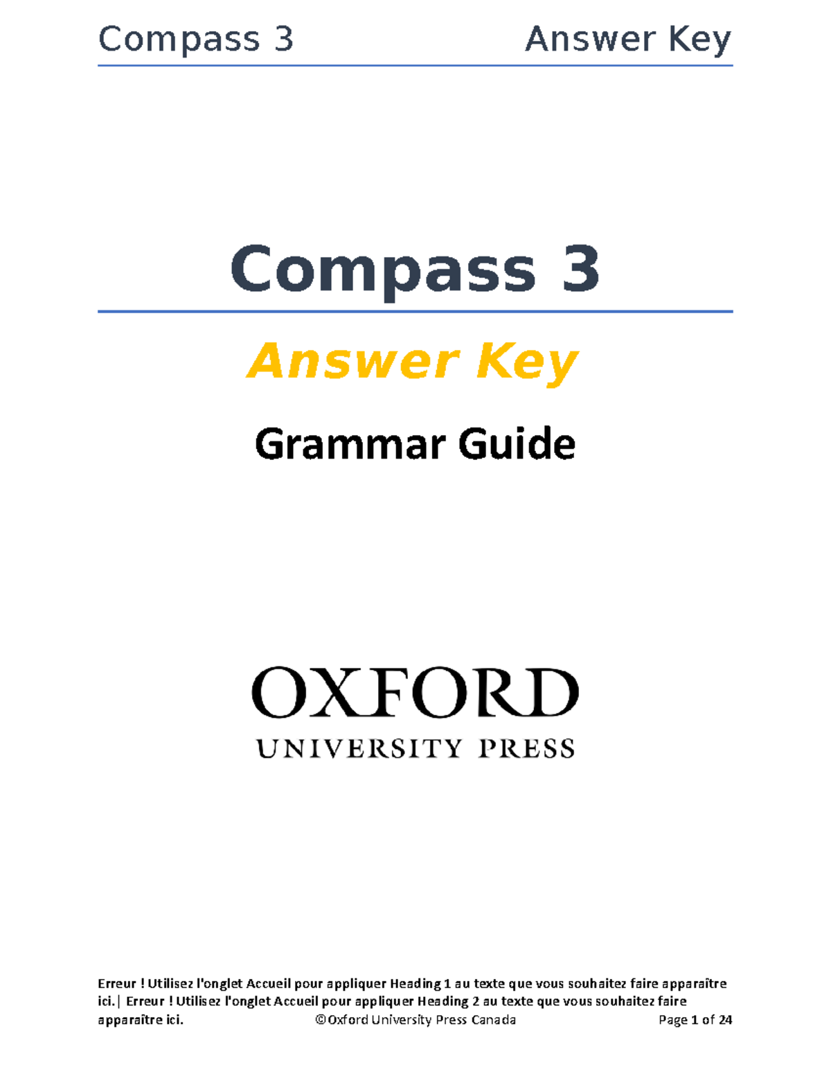 Answer Key for Compass Grammar 3 - Compass 3 Answer Key Grammar Guide ...