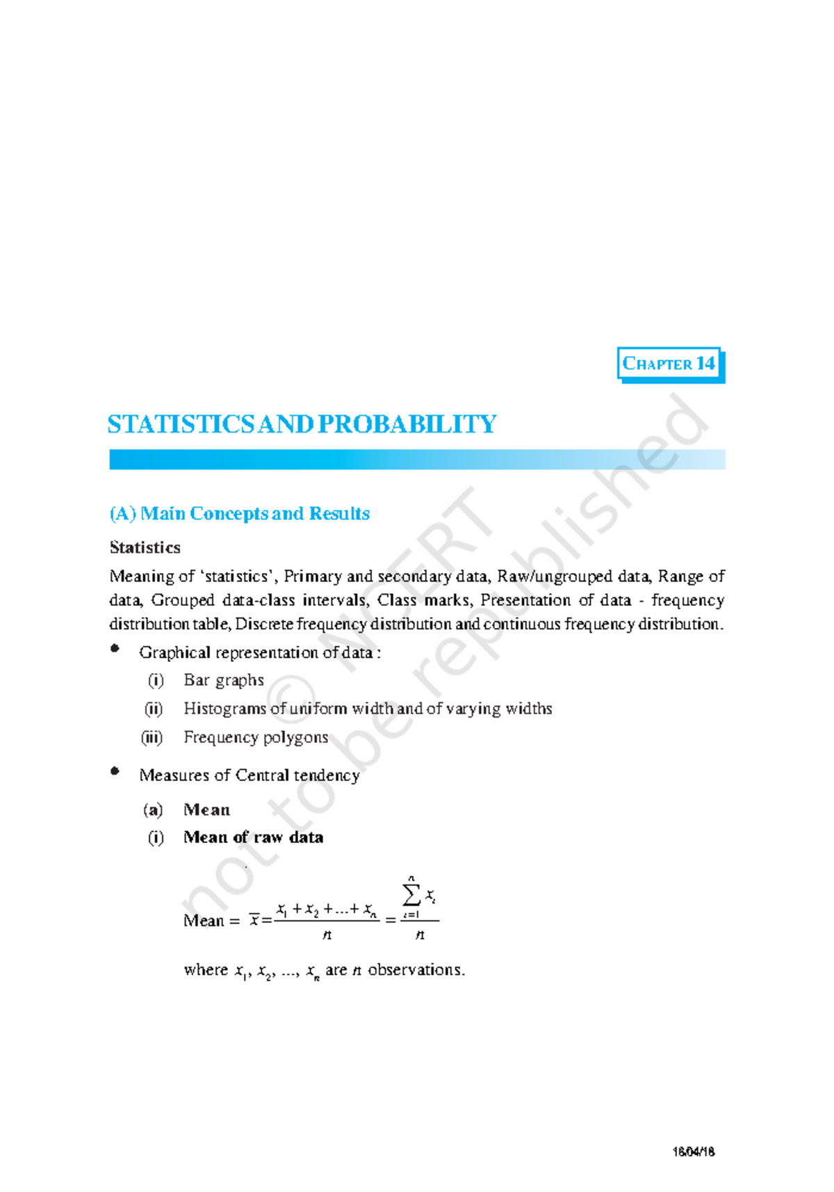 Statistic and Probability - (A) Main Concepts and Results Statistics ...