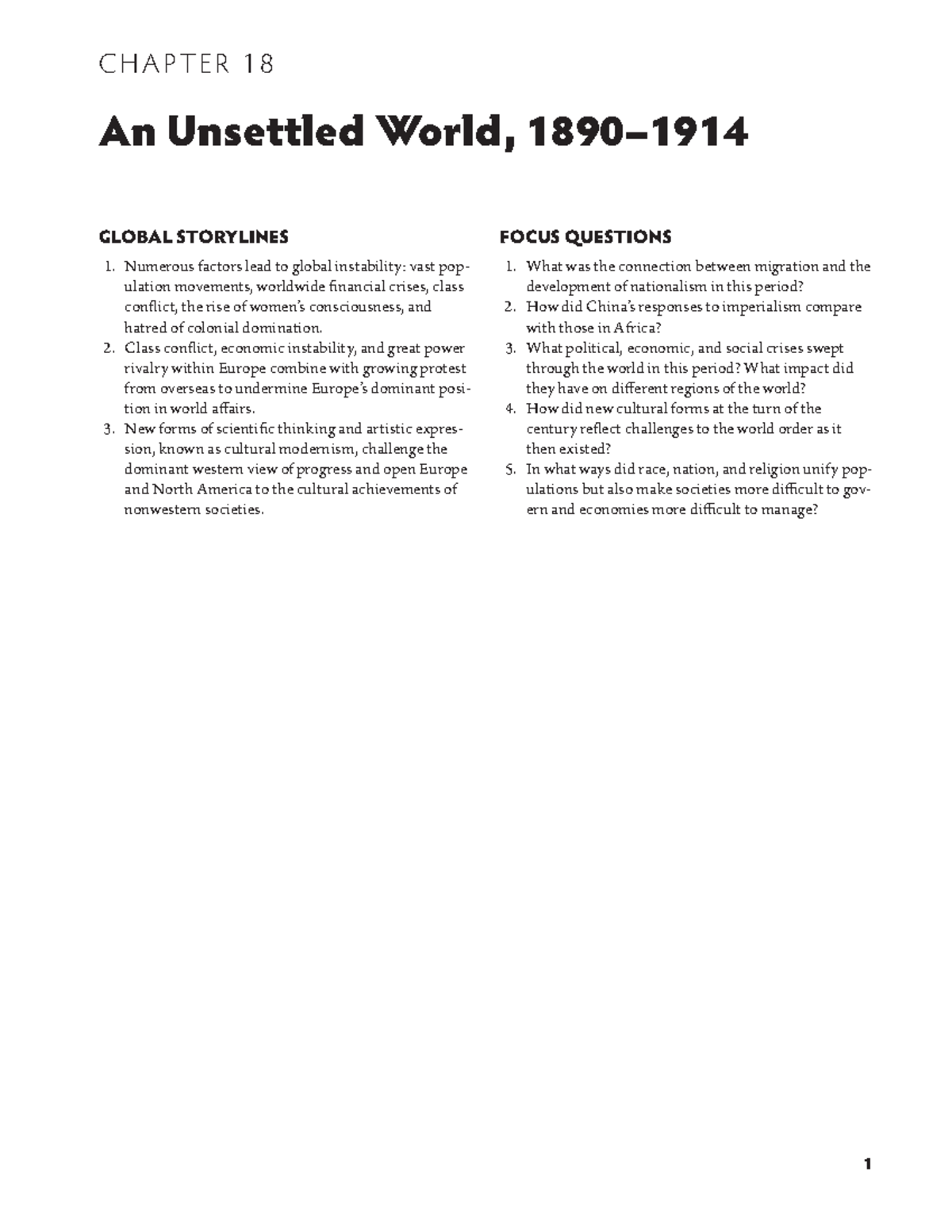 WTWA5e TB Web Optimized PDF ch18 - CHAPTER An Unsettled World, 1890 ...