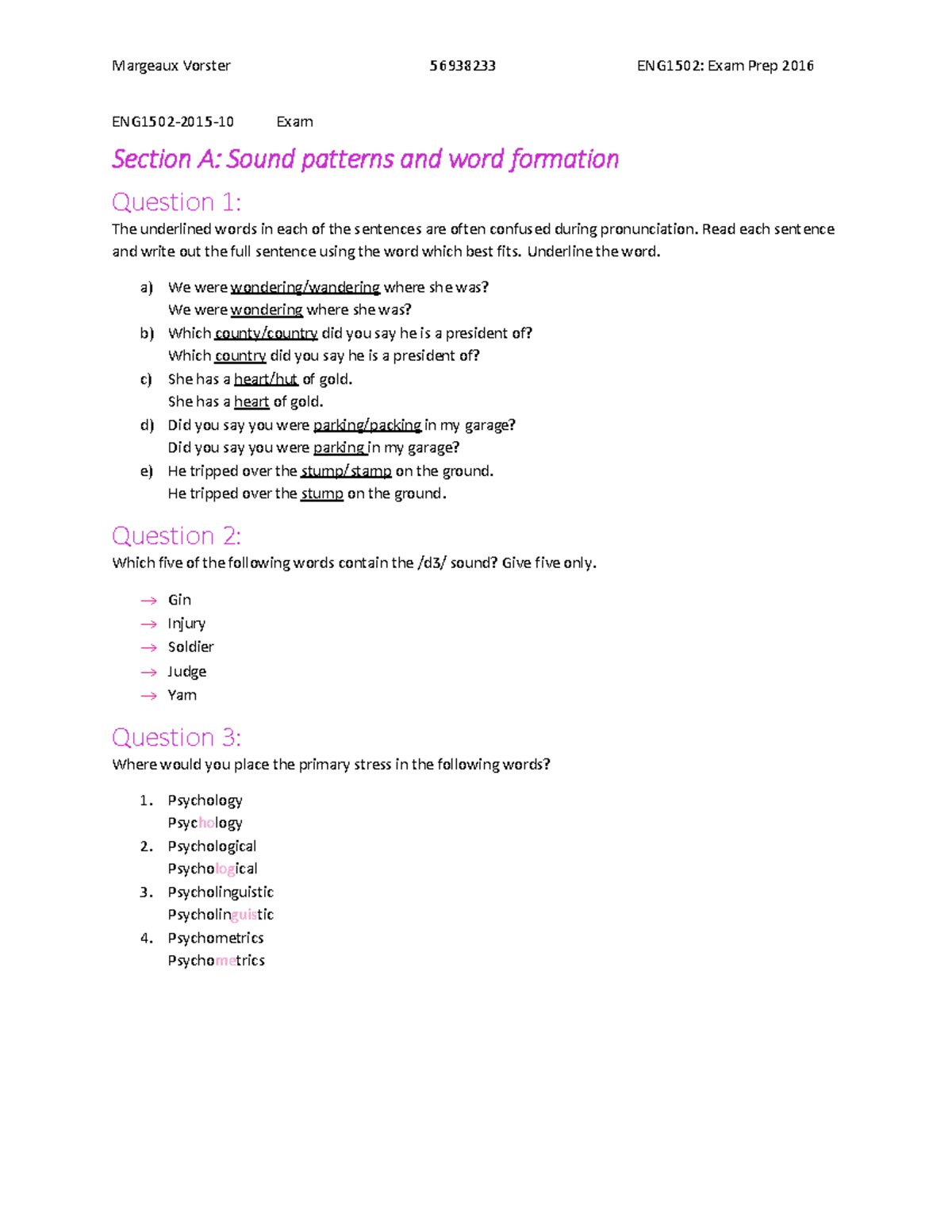 387751661 Eng 1502 Note - ENG1502-2015- 10 Exam Section A: Sound ...