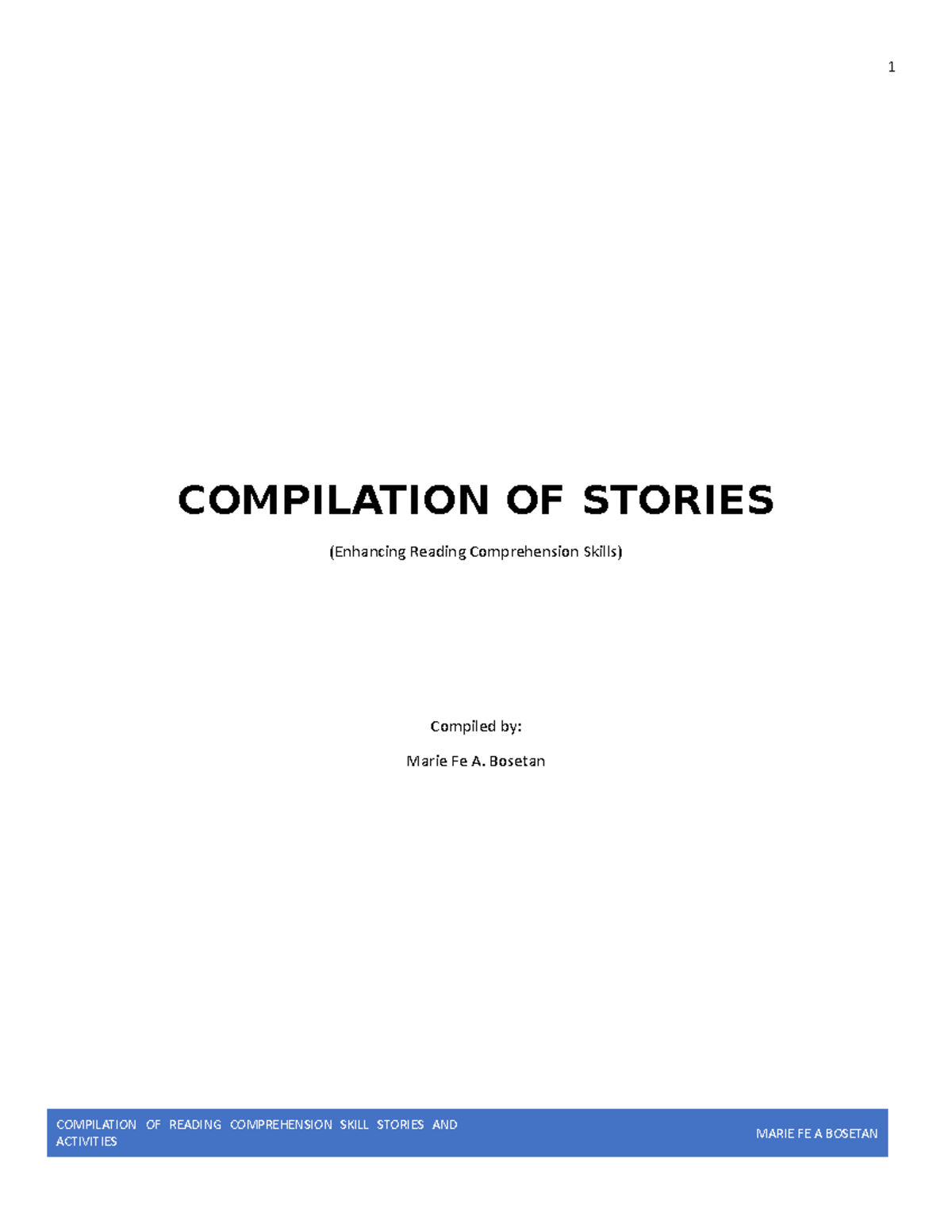Compilation OF Stories - COMPILATION OF STORIES (Enhancing Reading ...