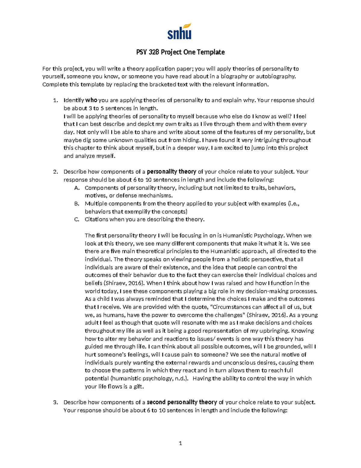 Project One - Complete this template by replacing the bracketed text ...