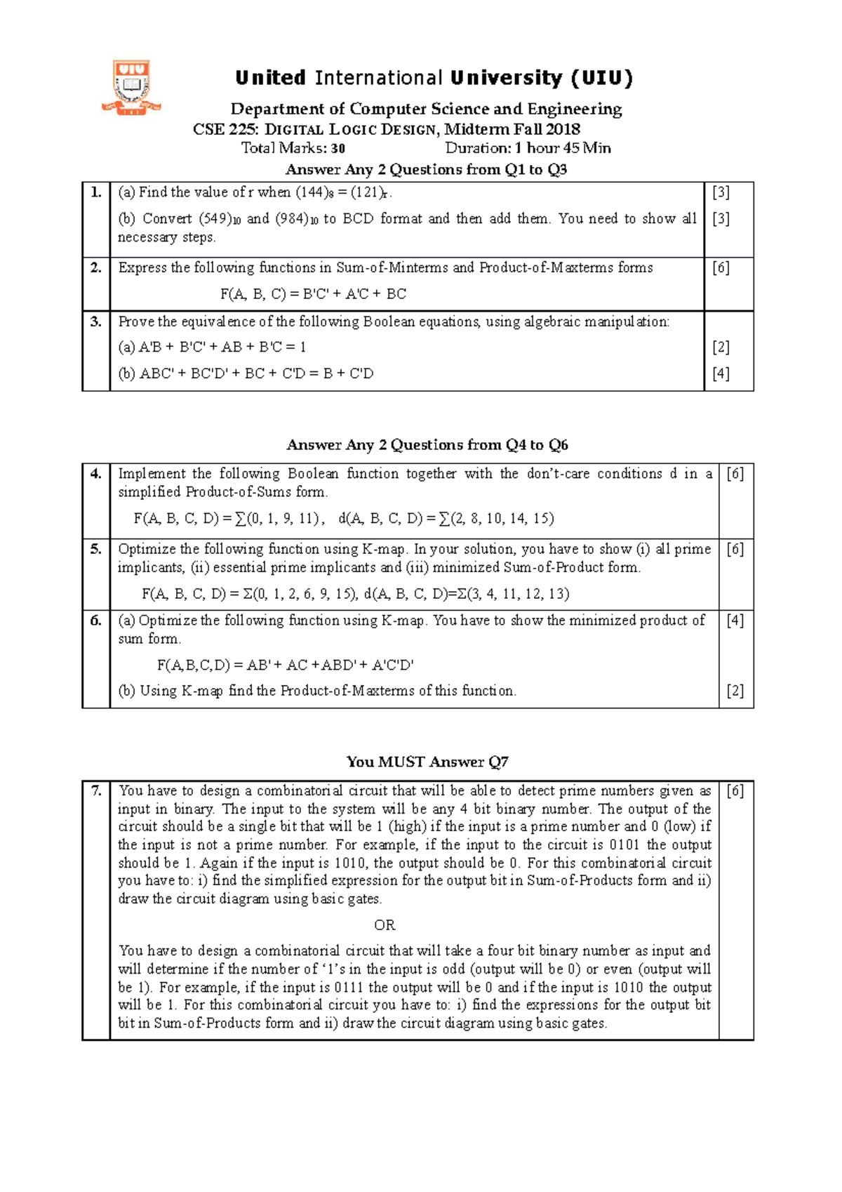 Midterm May 2019, questions - Department of Computer Science and ...