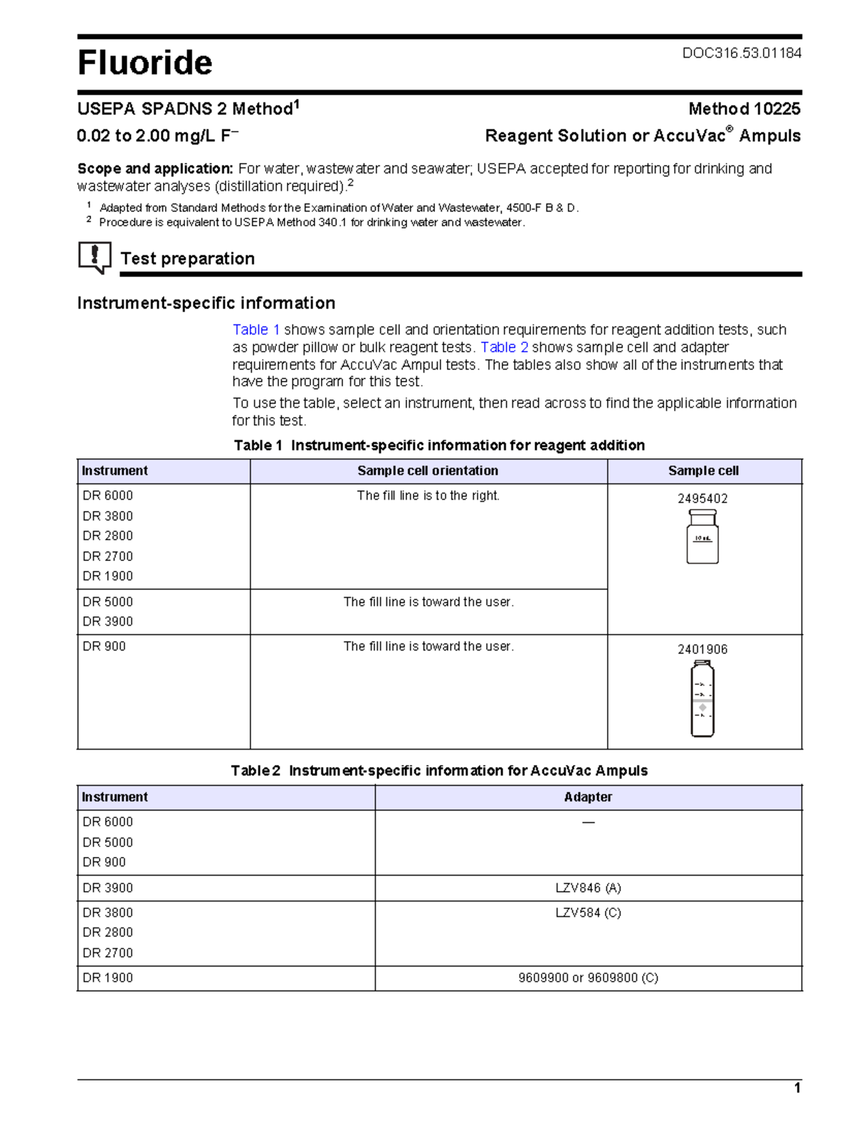 Fl spadns method 10225 - Fluoride DOC316. USEPA SPADNS 2 Method 1 ...