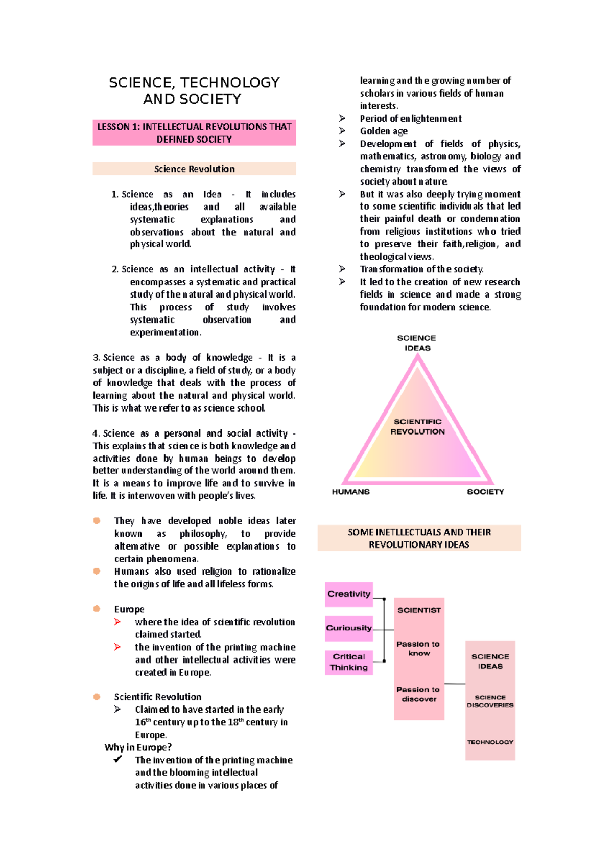 STS Lesson 1 - civilizations and notable scientists - SCIENCE ...