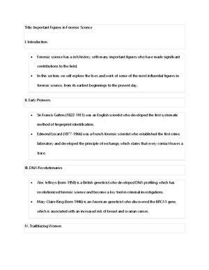 History of Forensic Science - I. Introduction A. Definition of forensic ...