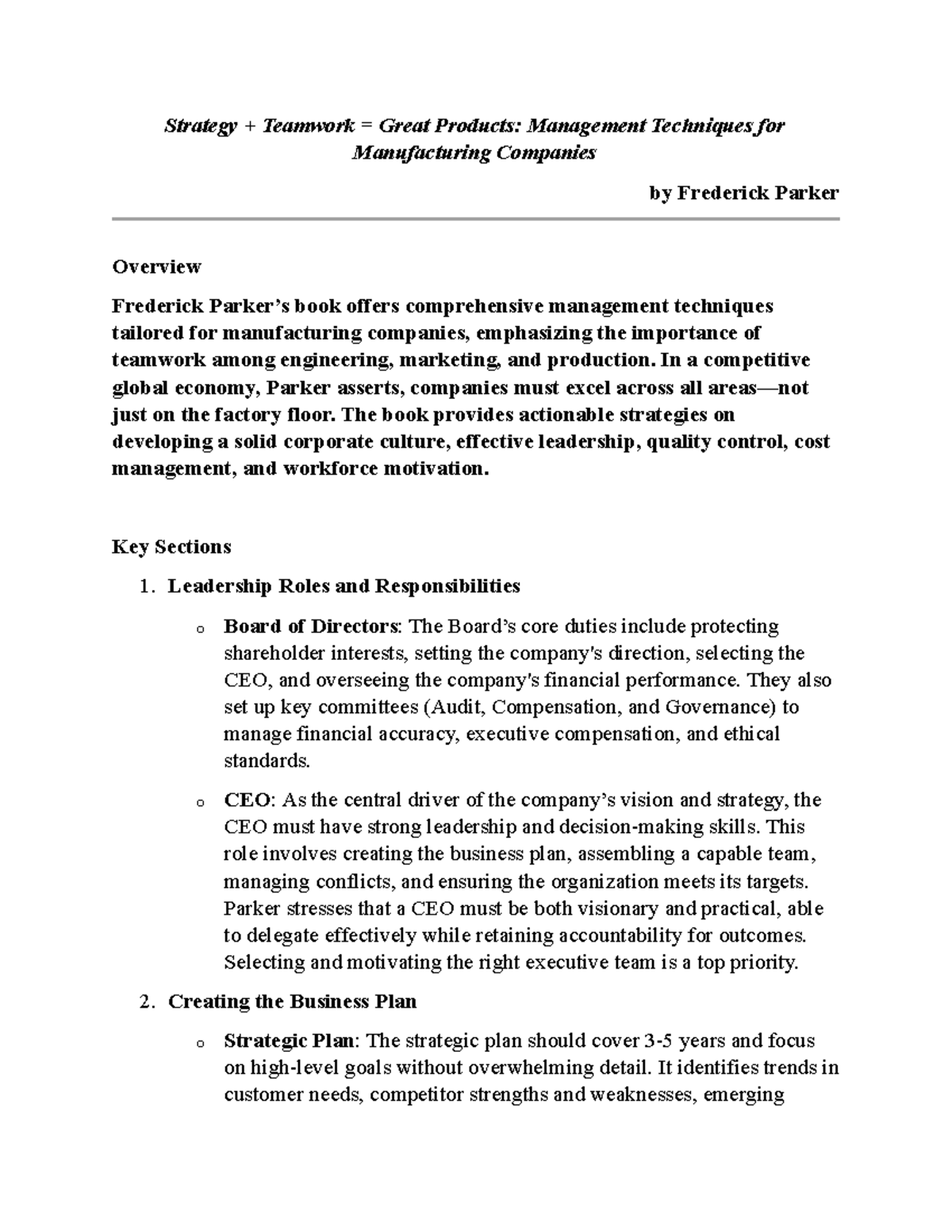 Summarised - Summary Exploring Strategy - Strategy + Teamwork = Great ...