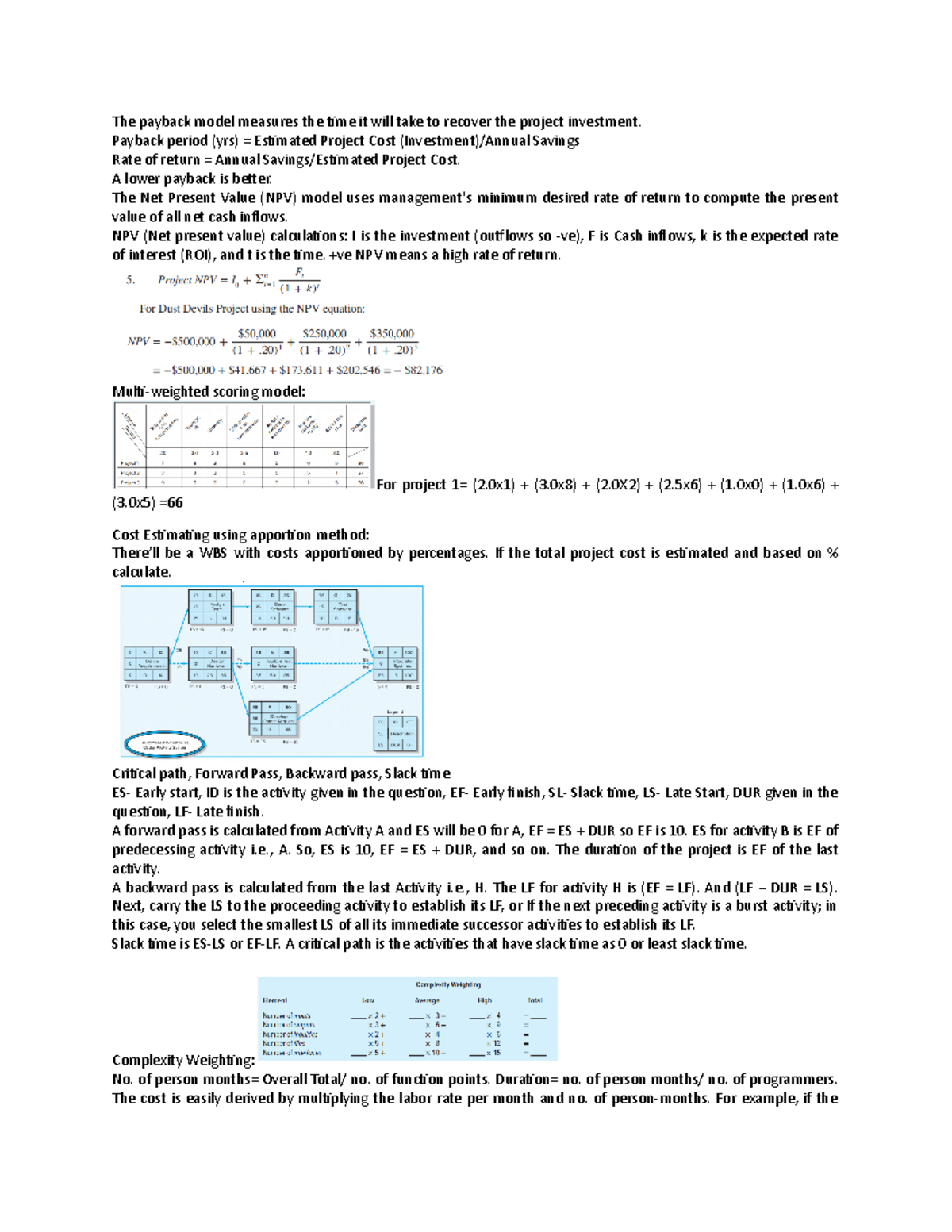 Project Management Formulas The Payback Model Measures The Time It
