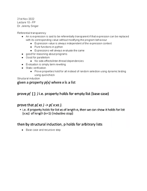 Functional Programming Bullet Pointed Key Concepts 2022/2023 - Functors, Applicative Functors ...