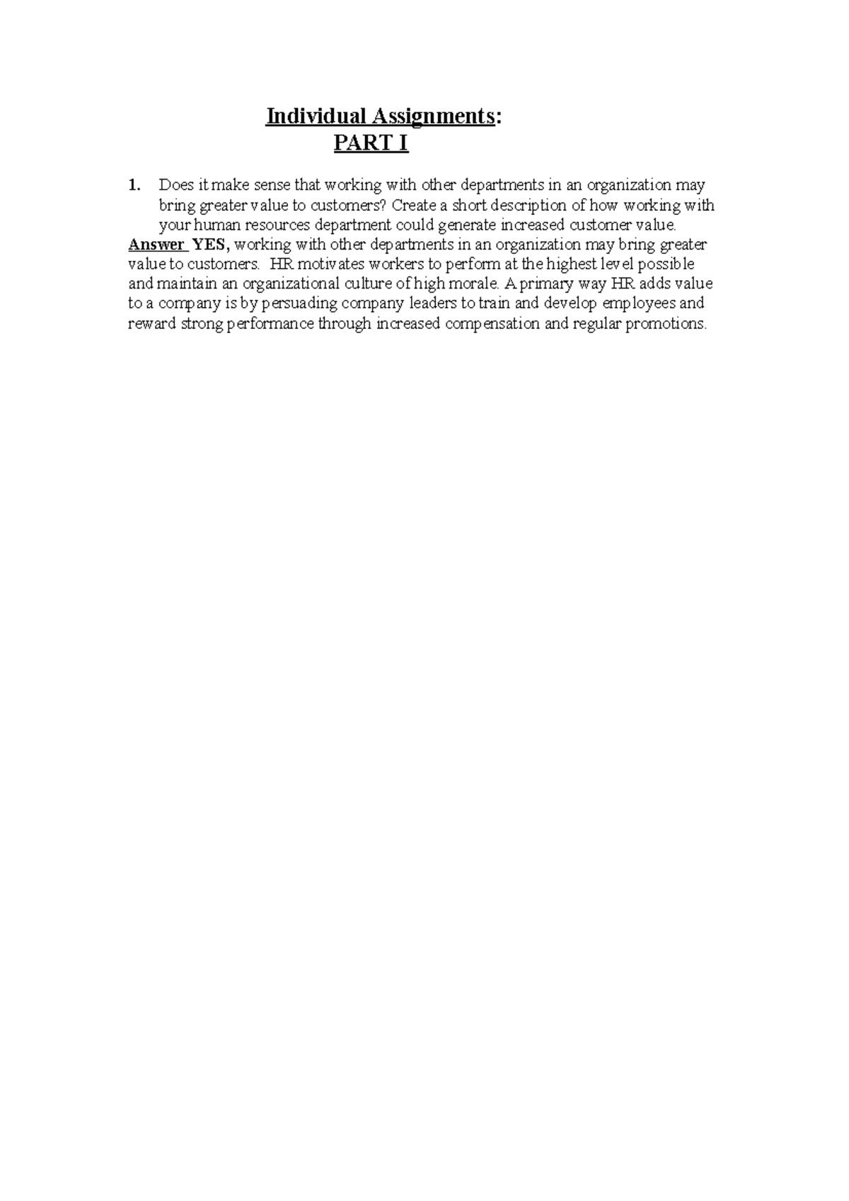 Individual Assignments for SMM - Individual Assignments: PART I Does it ...