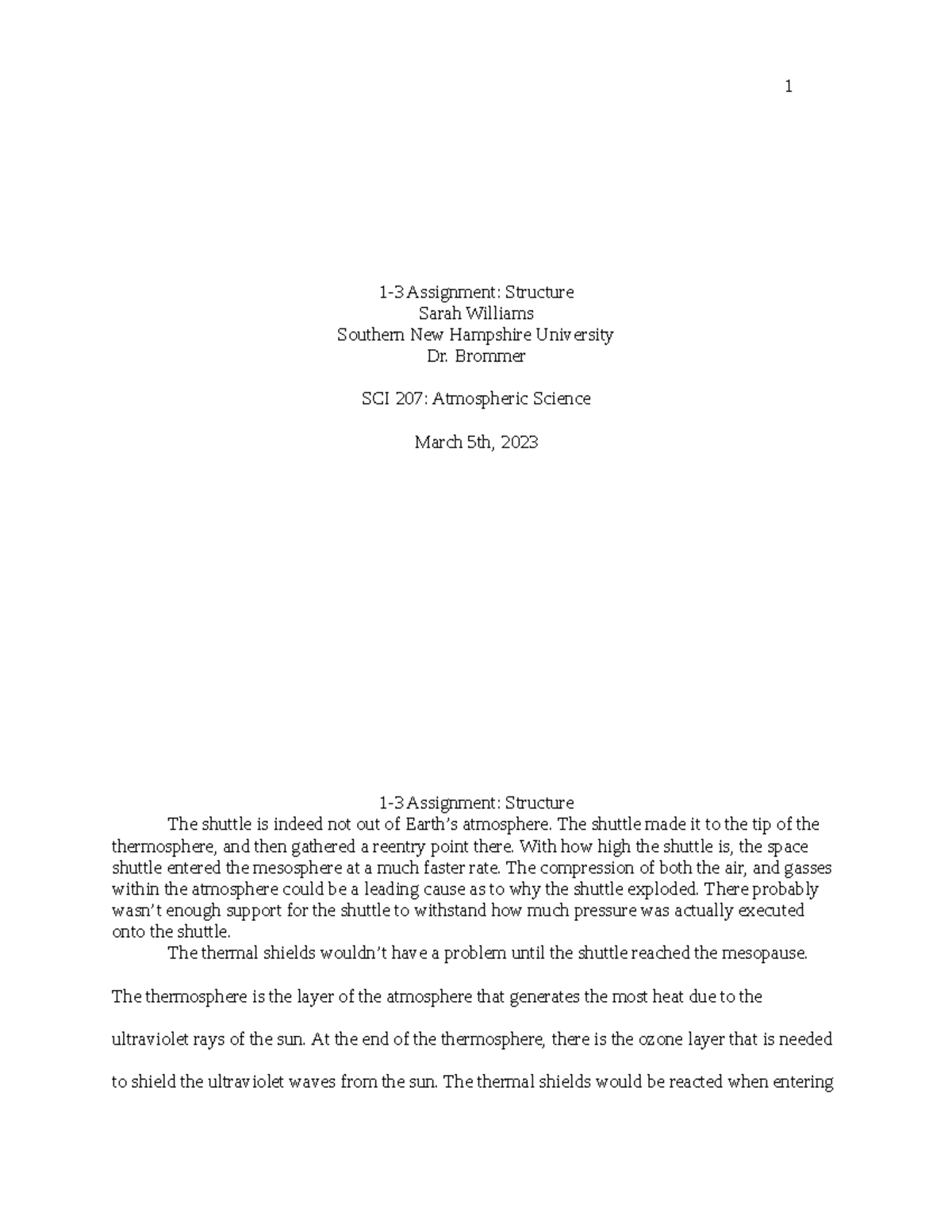 1-3 Assignment Structure (Atmospheric Science) - 1 1-3 Assignment ...
