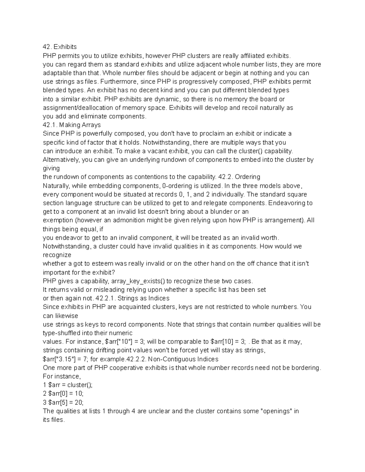 Intro To Computer Science Chpt 42 Notes Exhibits Php Permits You To Utilize Exhibits However