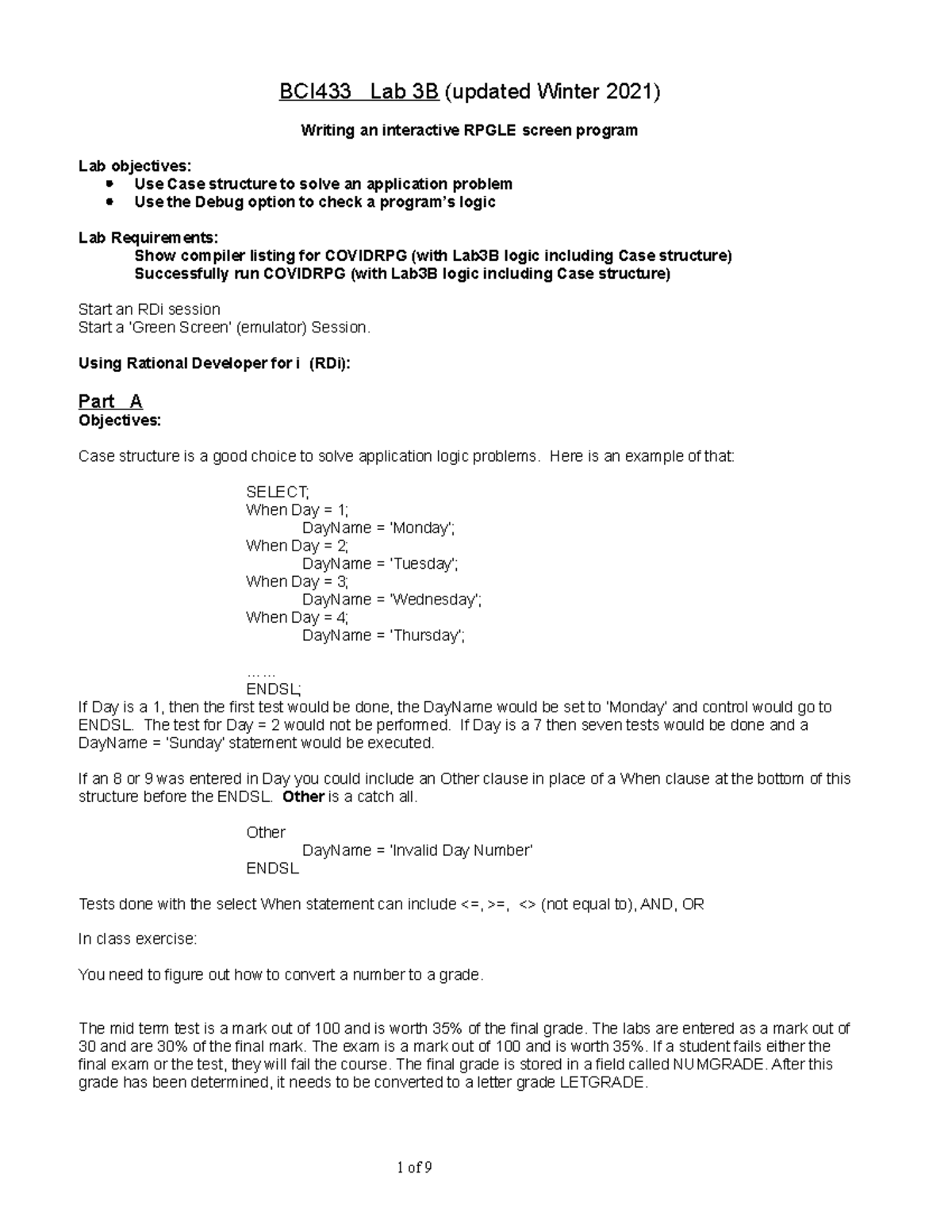 Lab3BW21 - class assignment - BCI433 Lab 3B (updated Winter 2021 ...