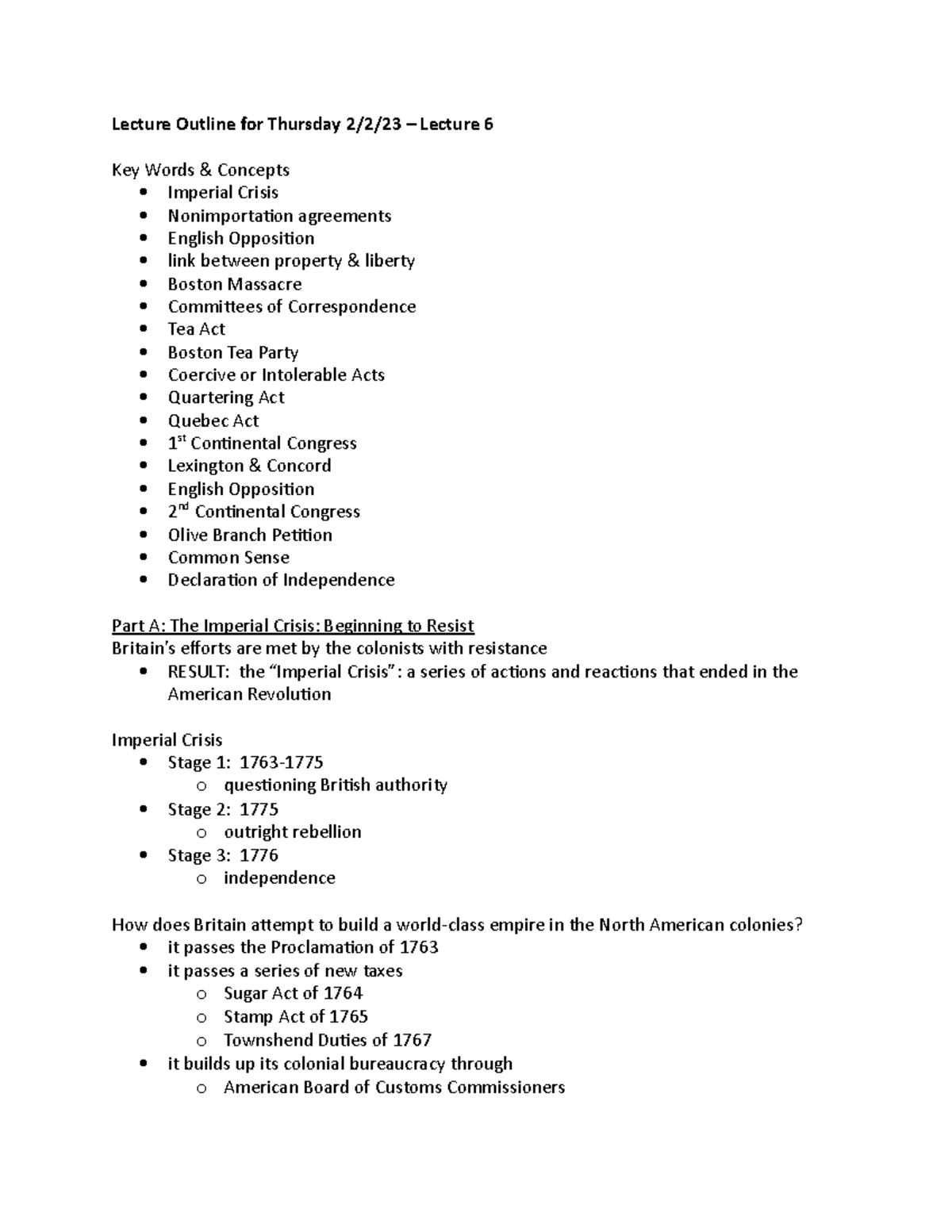 Lecture 6 outline - Dr. Gabrielle Lanier - Lecture Outline for Thursday ...