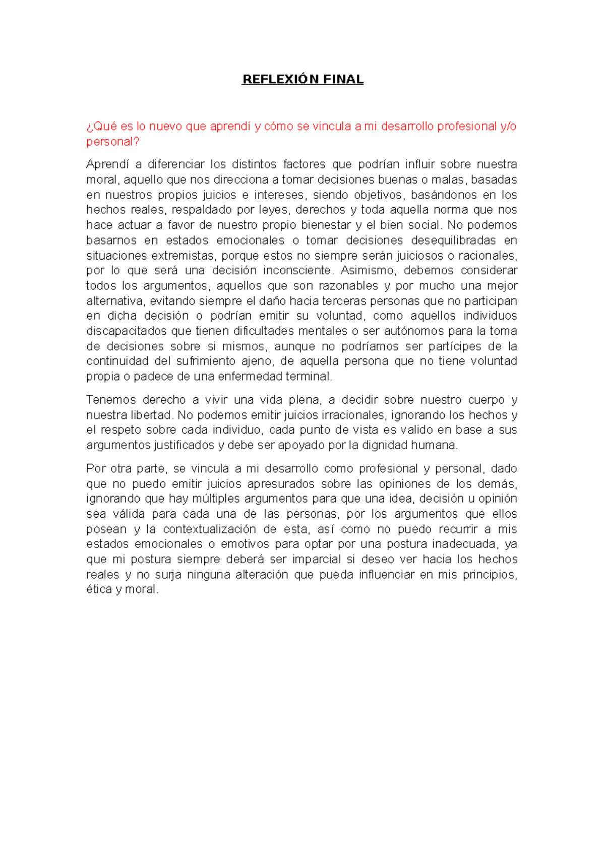 Reflexión Final- ciudadania y etica - REFLEXIÓN FINAL ¿Qué es lo nuevo ...