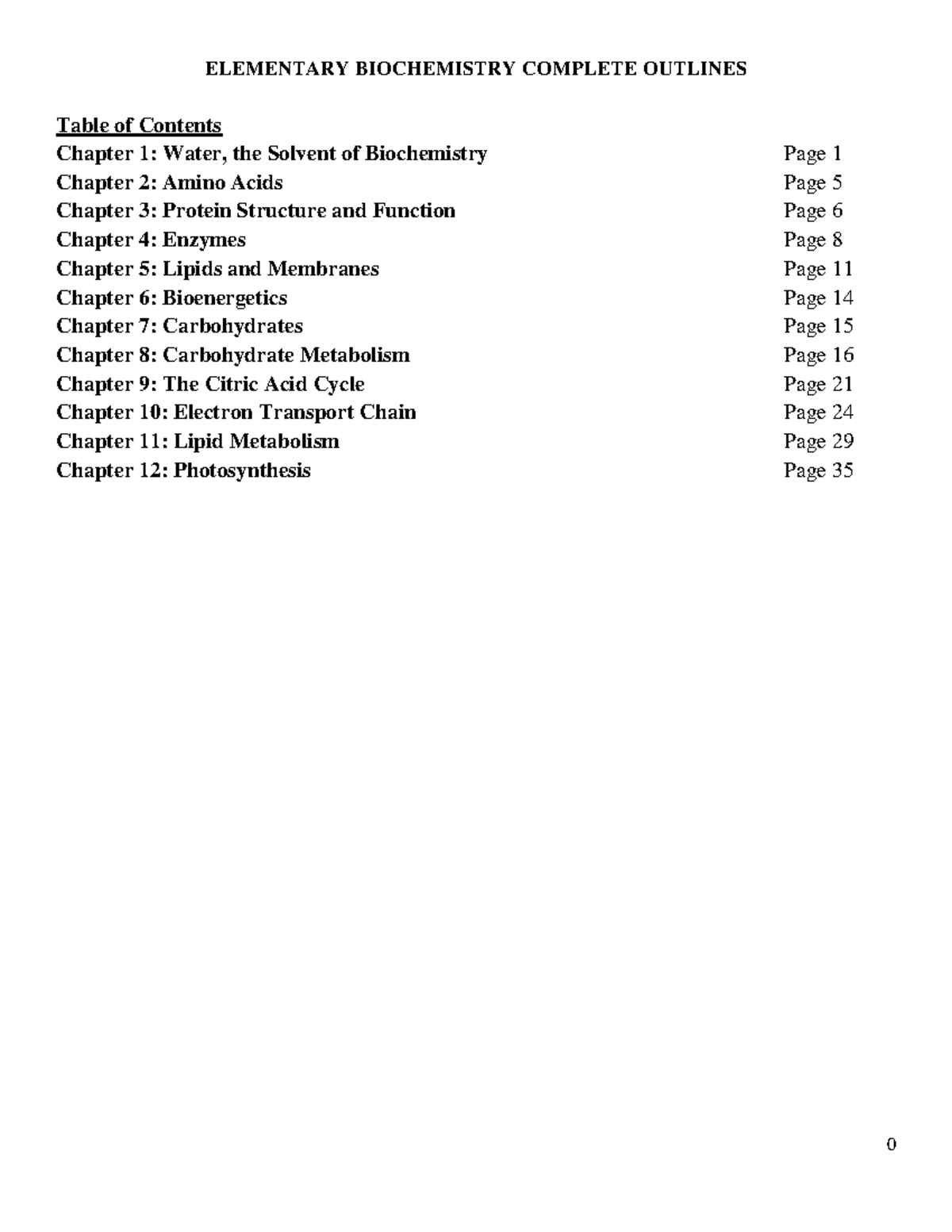 Biochemistry Complete Outlines 2016 - ELEMENTARY BIOCHEMISTRY COMPLETE ...