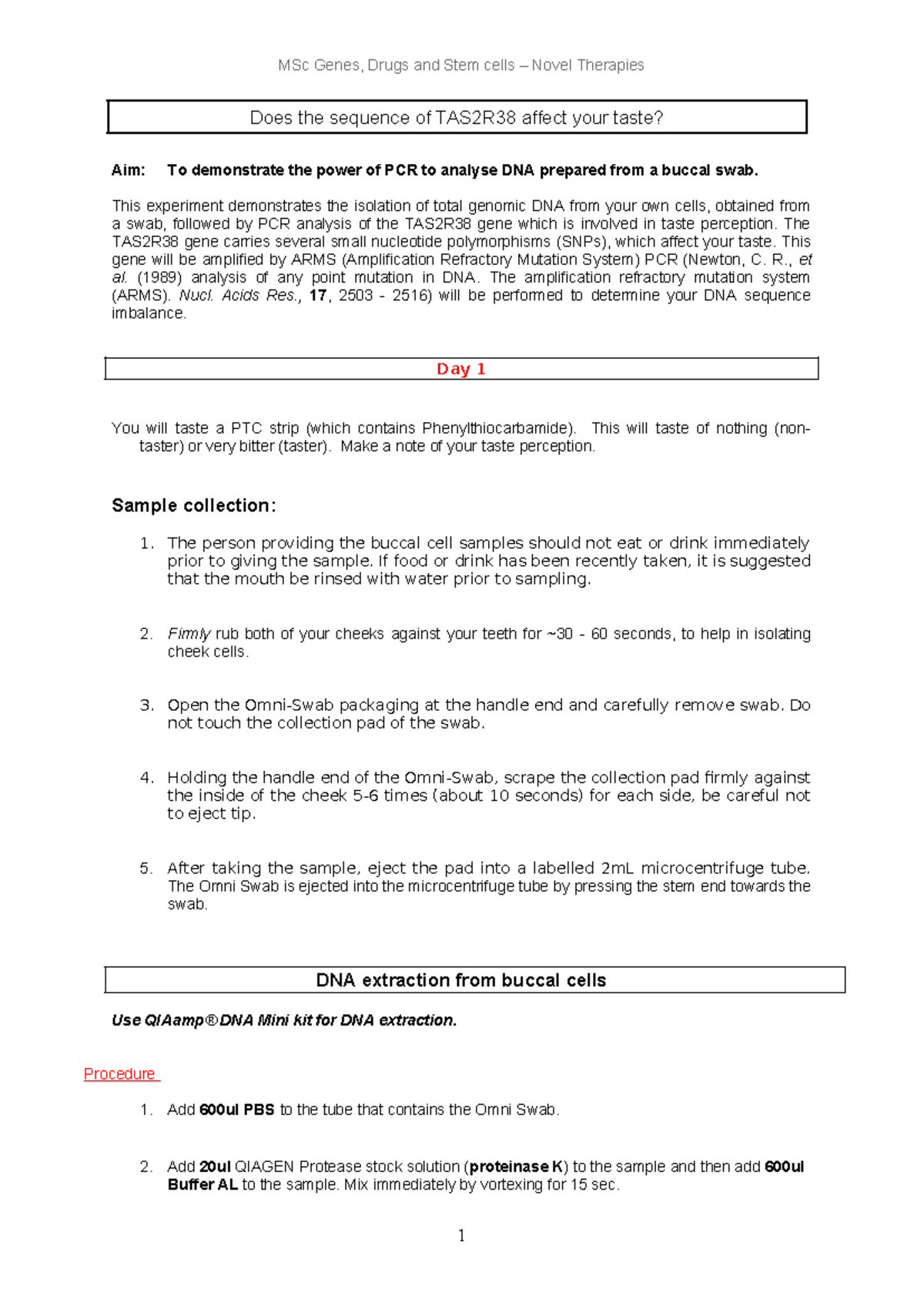 Student Practical Taste receptor - 2021(1) (1) - Does the sequence of ...