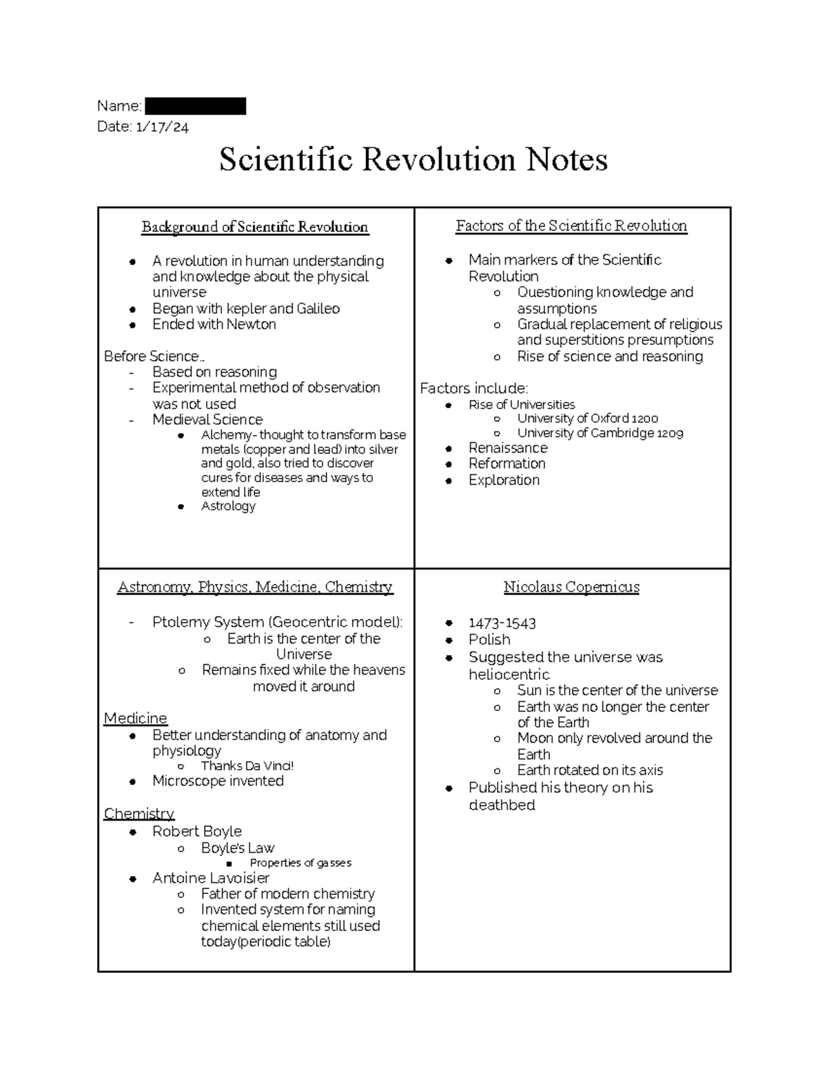 Scientific Revolution Notes - Name: Isaac Lafuente Date: 1/17 ...
