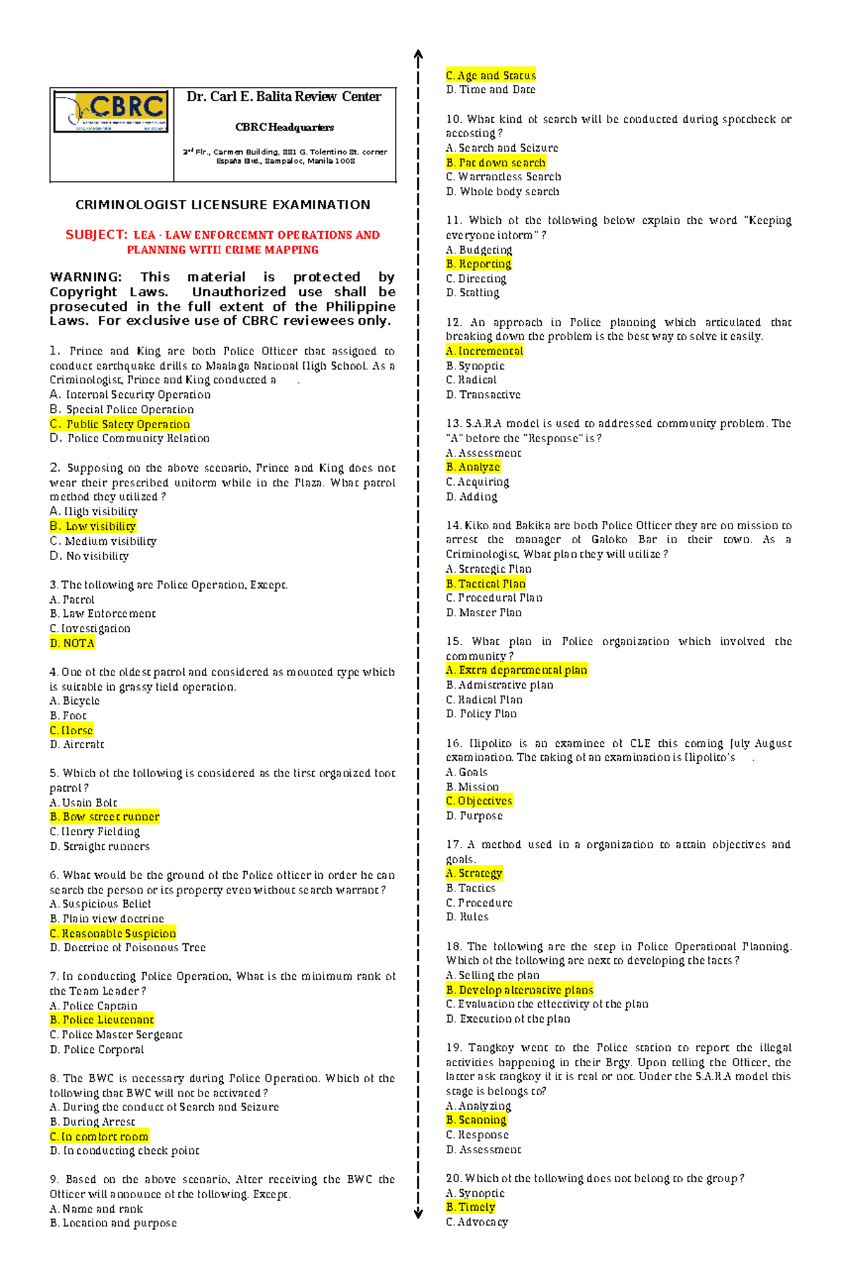 30 items Planning with Crime mapping (ISO) - Dr. Carl E. Balita Review ...