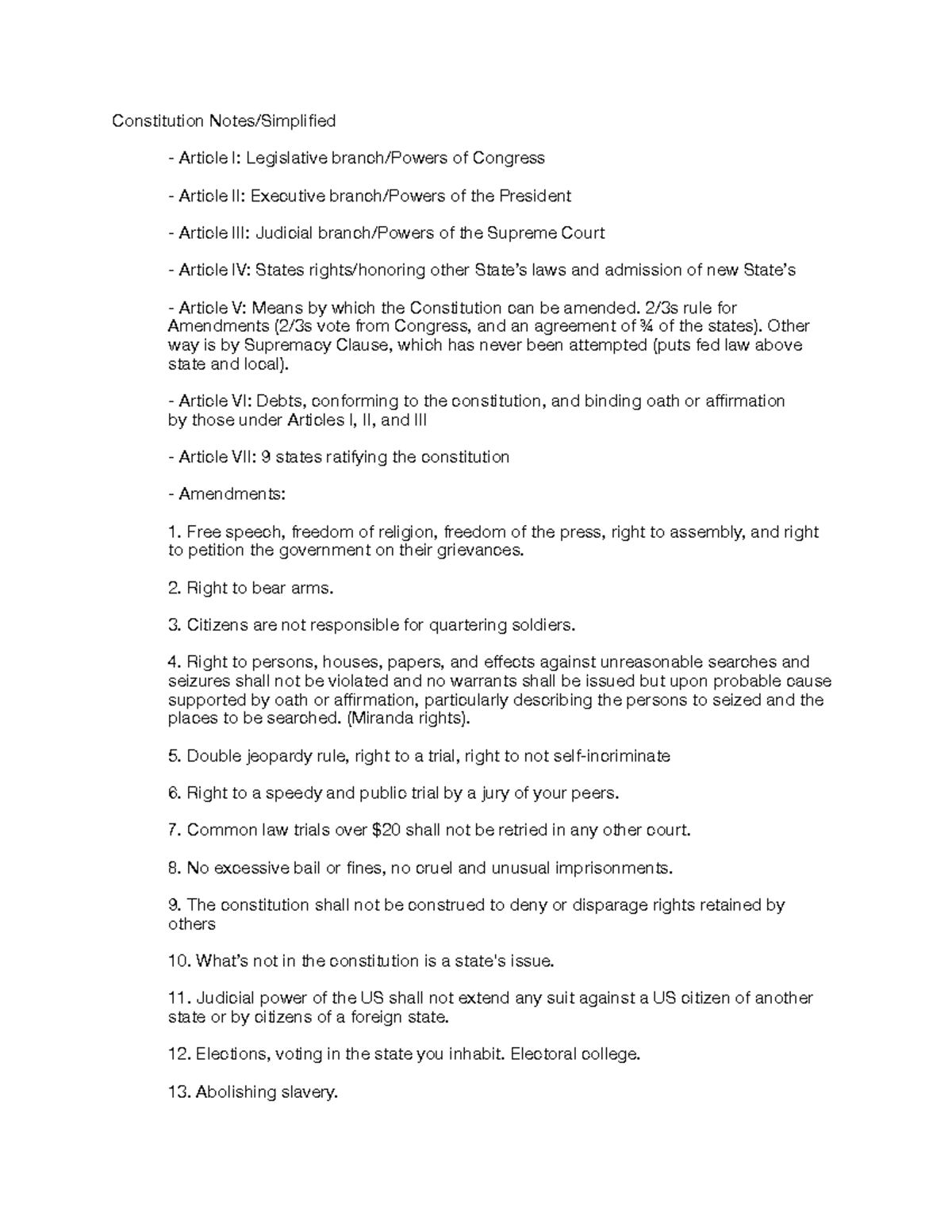 Constitution Simplified - Constitution Notes/Simplified - Article I ...
