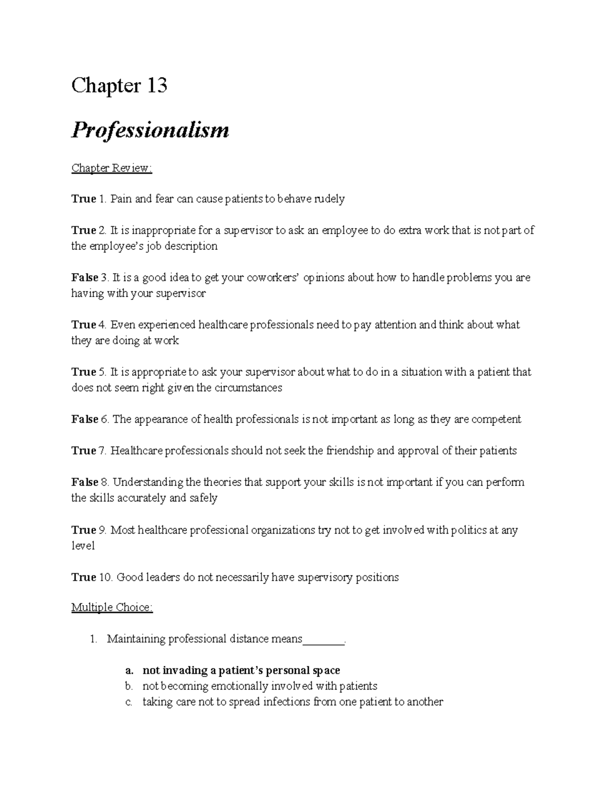 Chapter 13 - Professionalism - Chapter 13 Professionalism Chapter ...