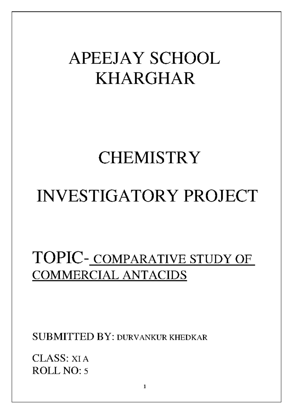 Durvankur chemistry ip - APEEJAY SCHOOL KHARGHAR CHEMISTRY ...
