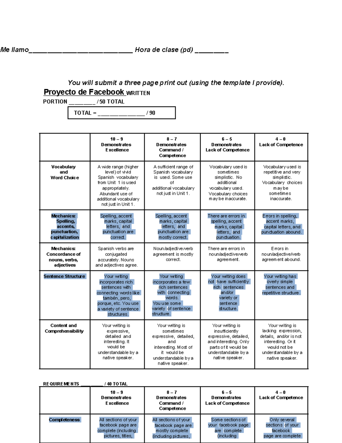 PDF document - Structuring in Spanish - Me llamo ...