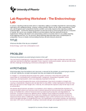 Scientific Method Lab - BIO/290 v Lab Reporting Worksheet - The ...