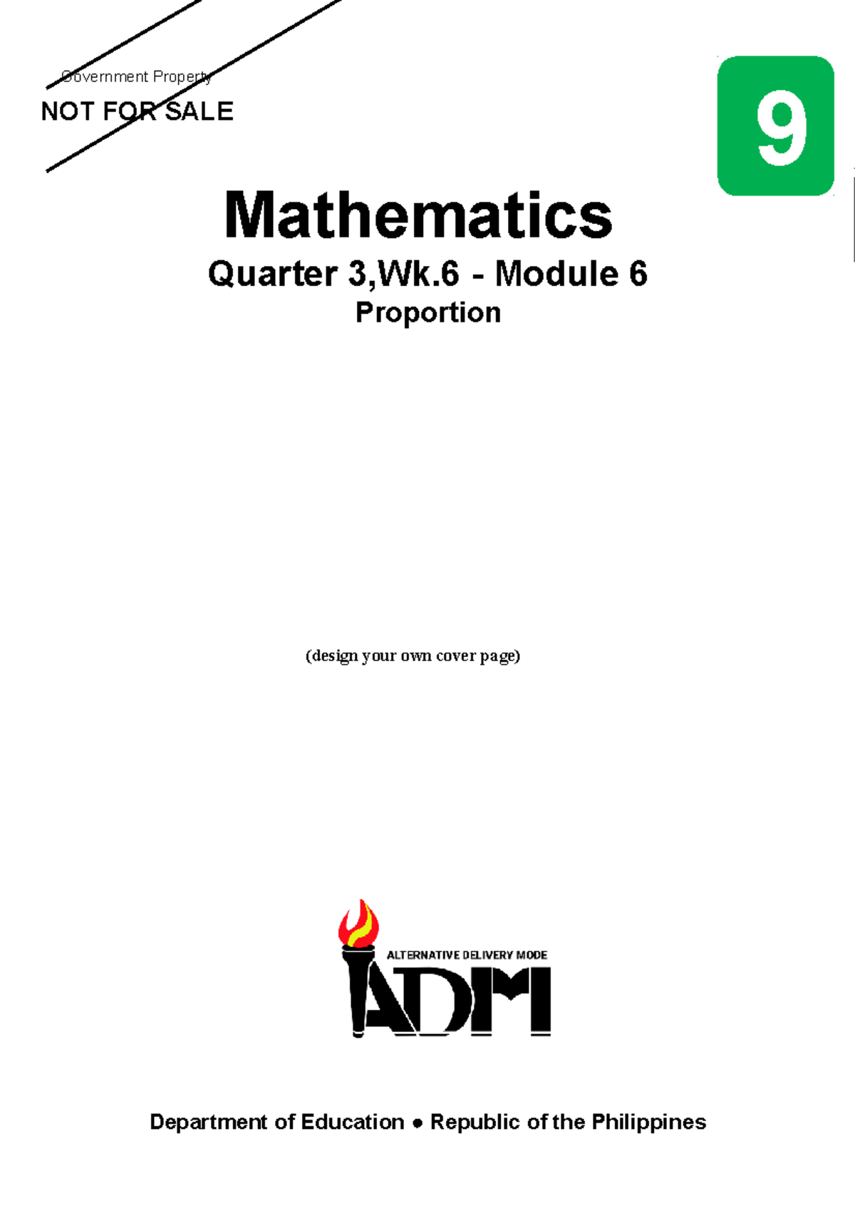 Math9 Q3 Week6 Proportion version 3 - NOT Mathematics Quarter 3,Wk - Module 6 Proportion (design ...