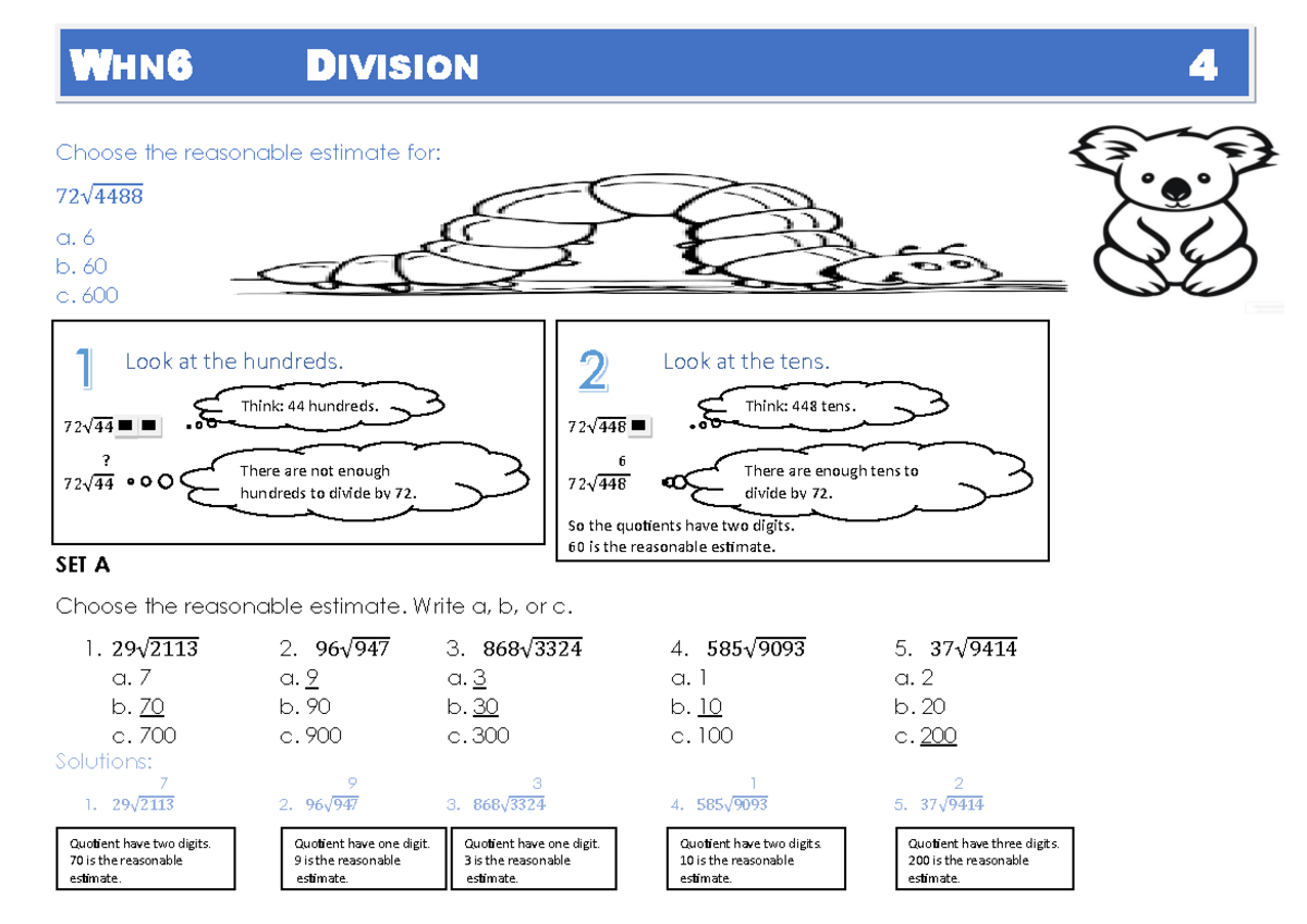 MATH 2 PT Blanco - other - 1 ) Choose the reasonable estimate for: 72 √ ...