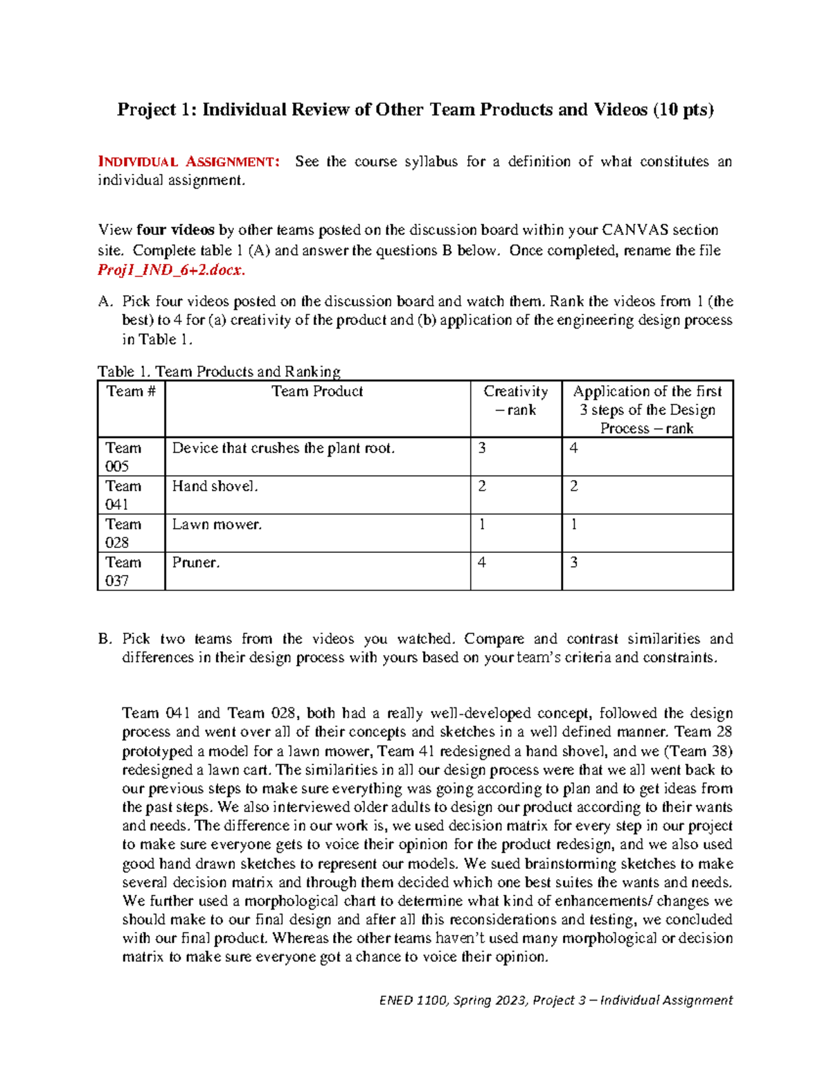 Proj1 IND ali2mi - DVW - ENED 1100, Spring 2023, Project 3 – Individual ...