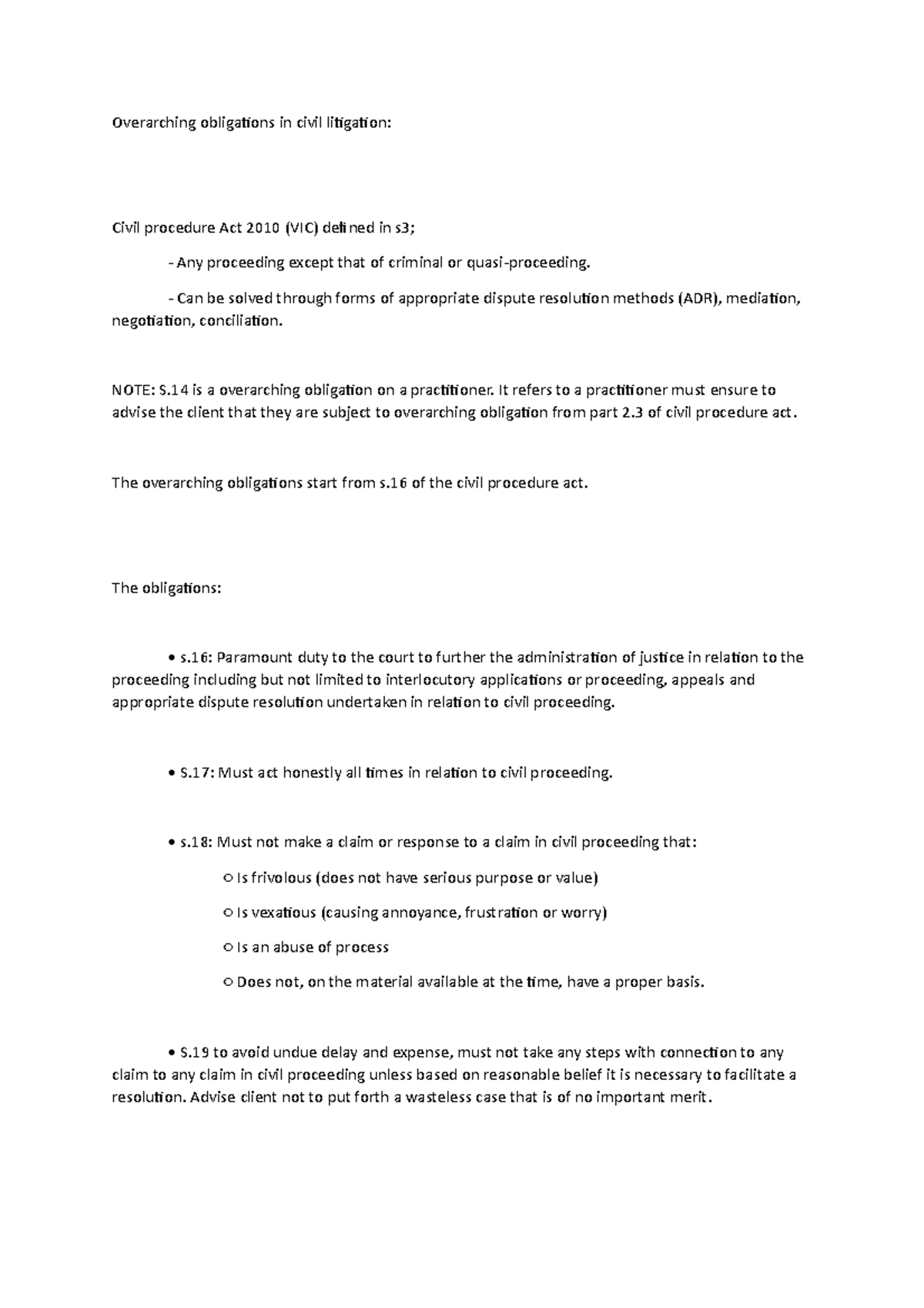 Overarching obligations - Can be solved through forms of appropriate ...