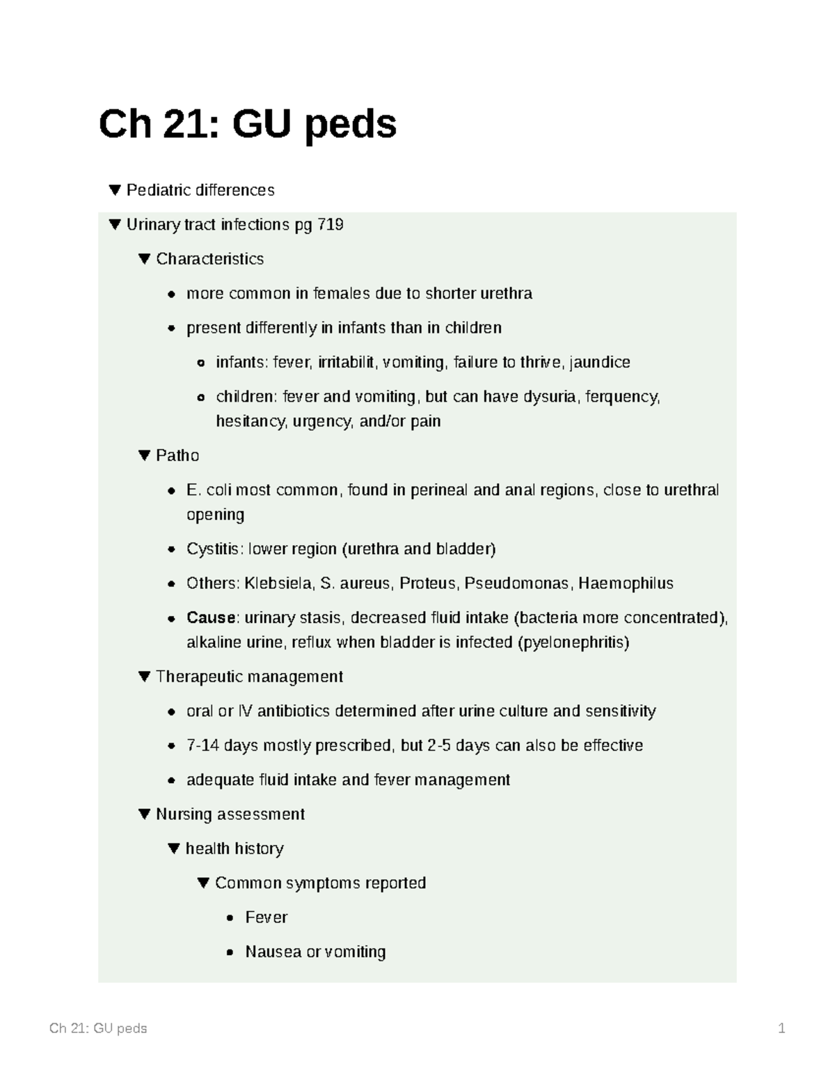 Ch 21 GU peds - Genitourinary - Ch 21: GU peds Pediatric differences ...