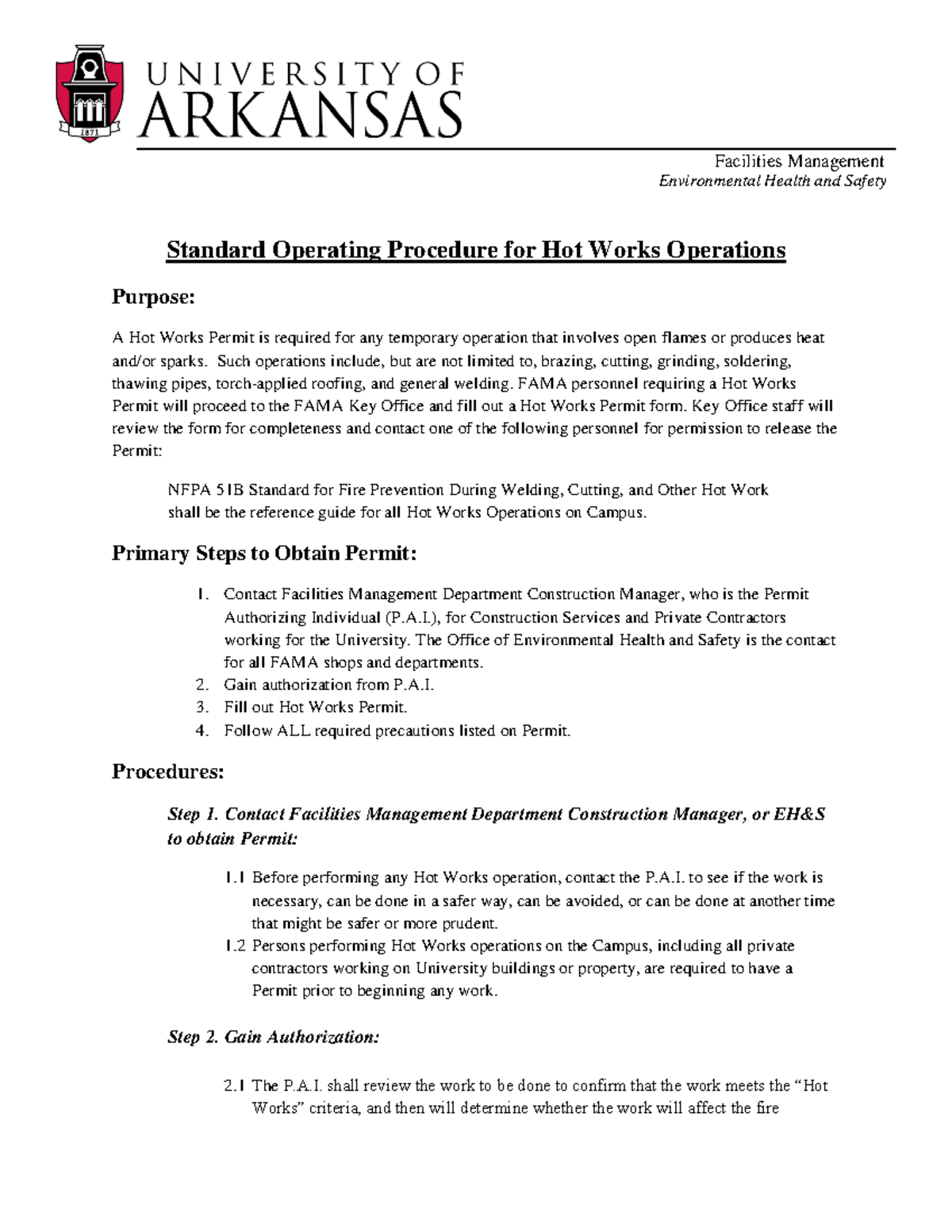 Hot-work-sop - mechanical engineering processes - Environmental Health ...